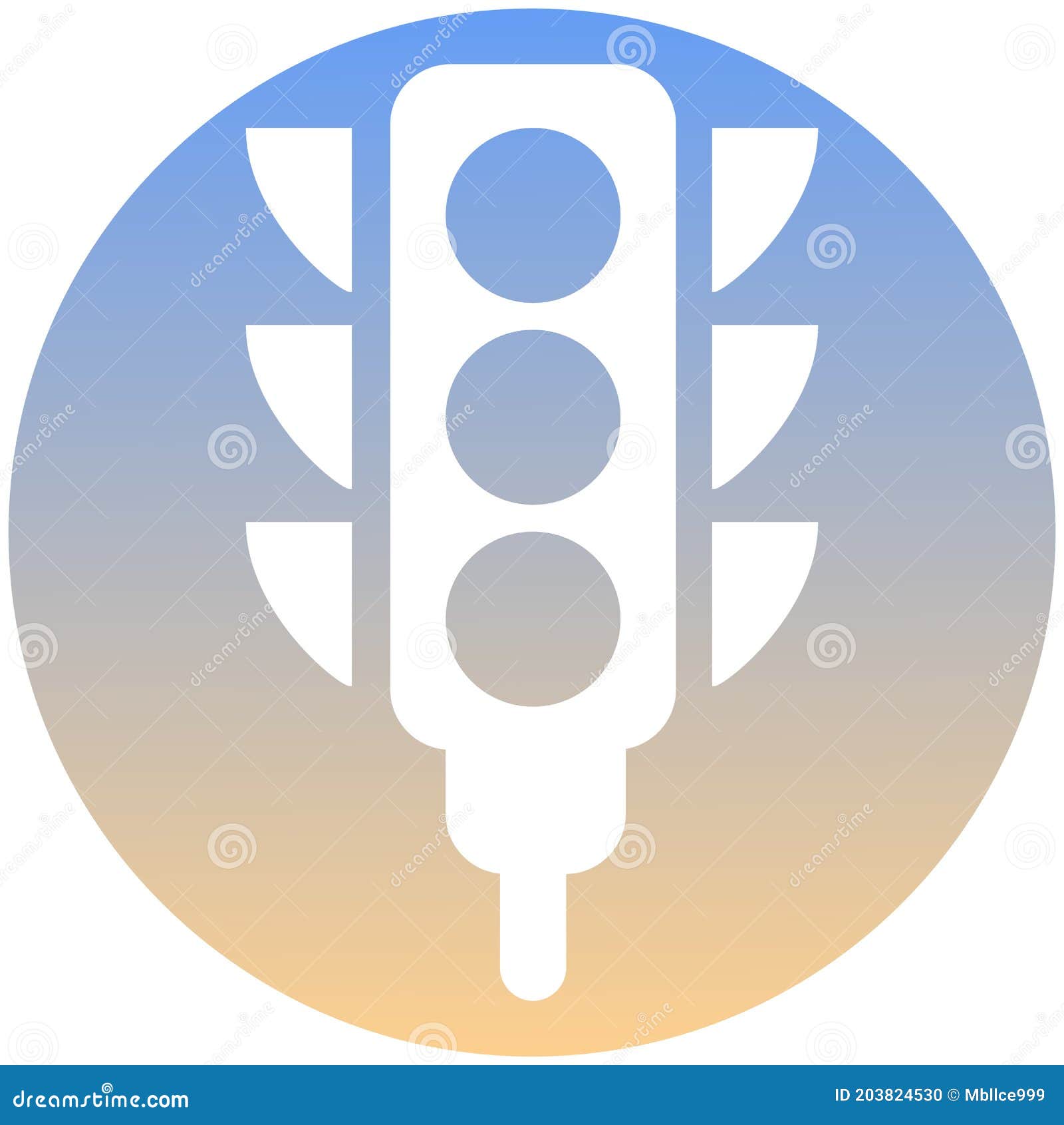 Traffic Light Symbol of a Set. White Traffic Light Icon, on Gradient ...