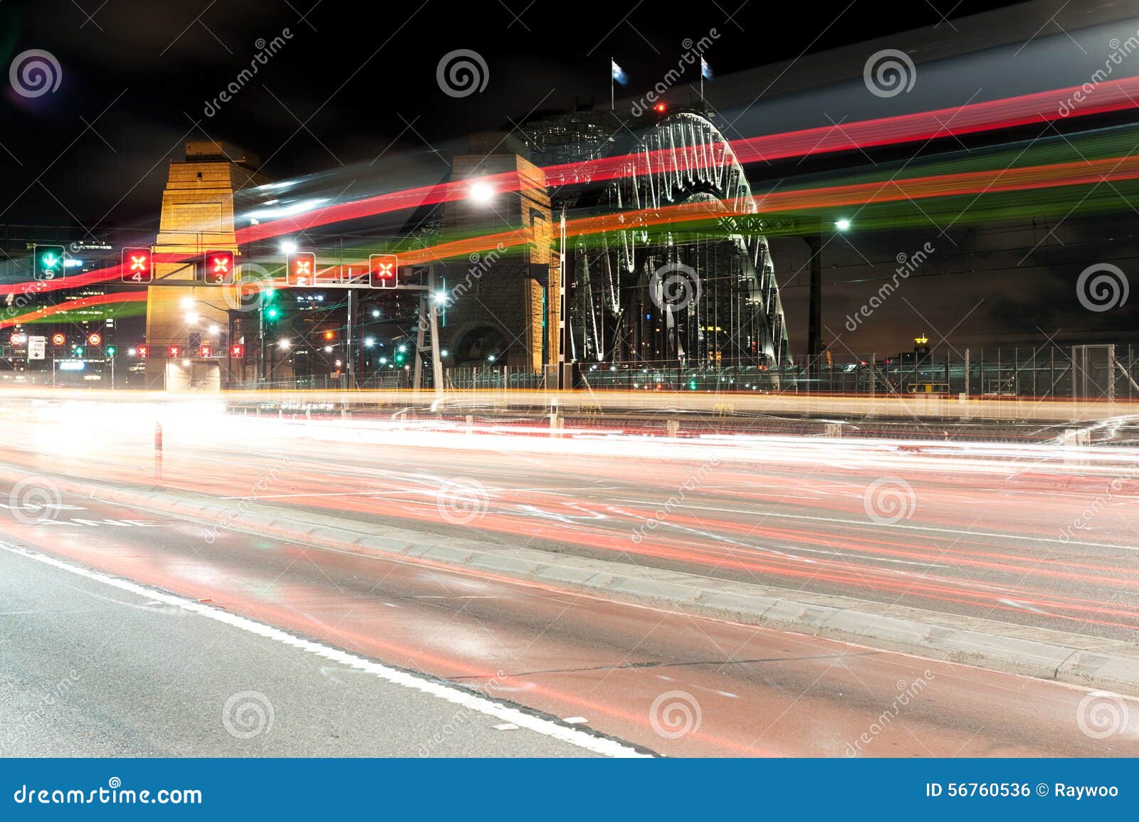 Traffic light trail stock photo. Image of bridge, harbor - 56760536