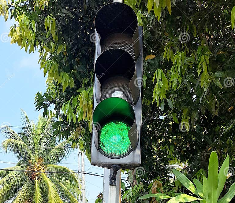 The Traffic Light is Turning Green at the Intersection Stock Photo ...