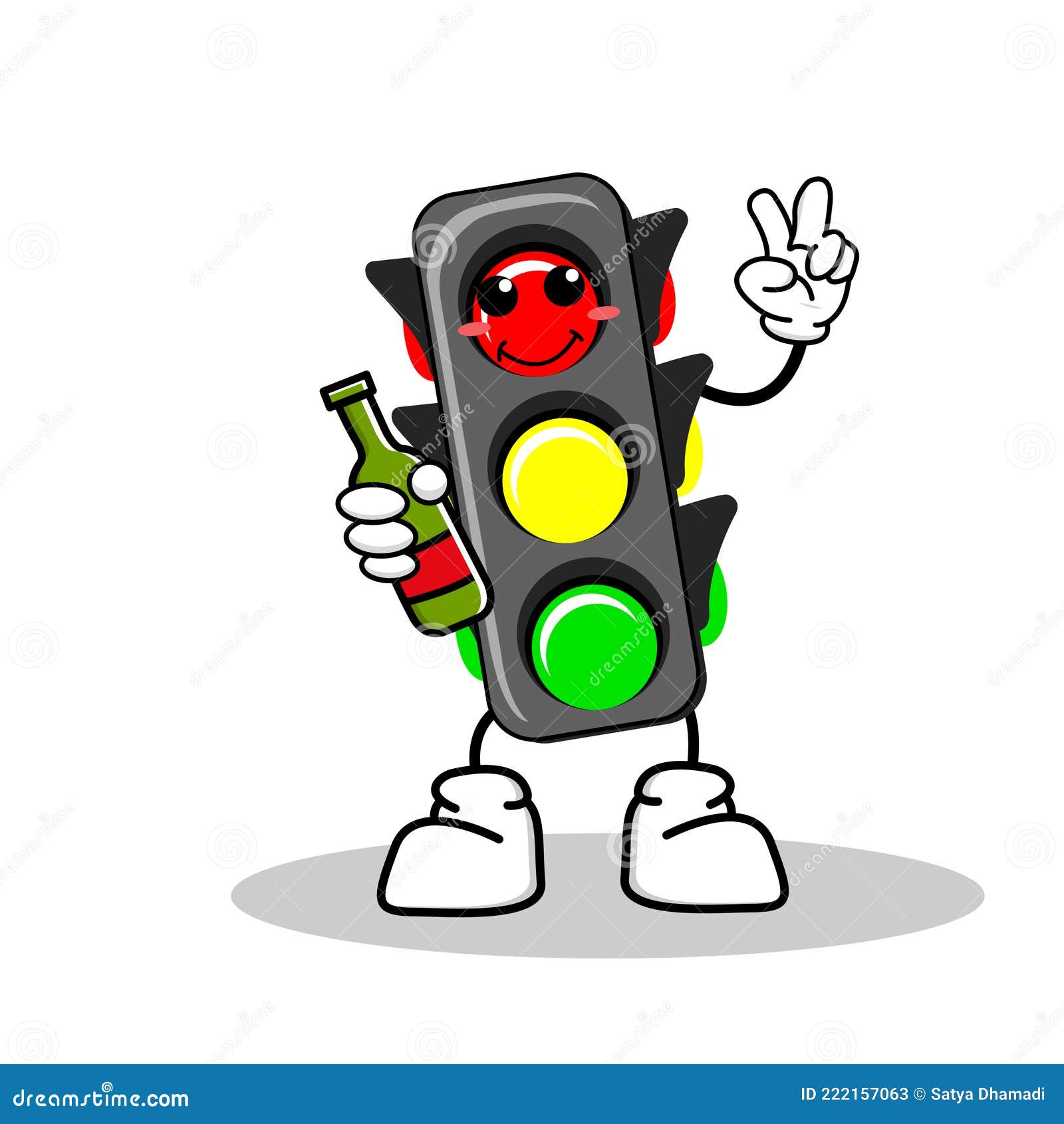 Traffic Light Vector Illustration Cartoon with a Cute and Cool ...