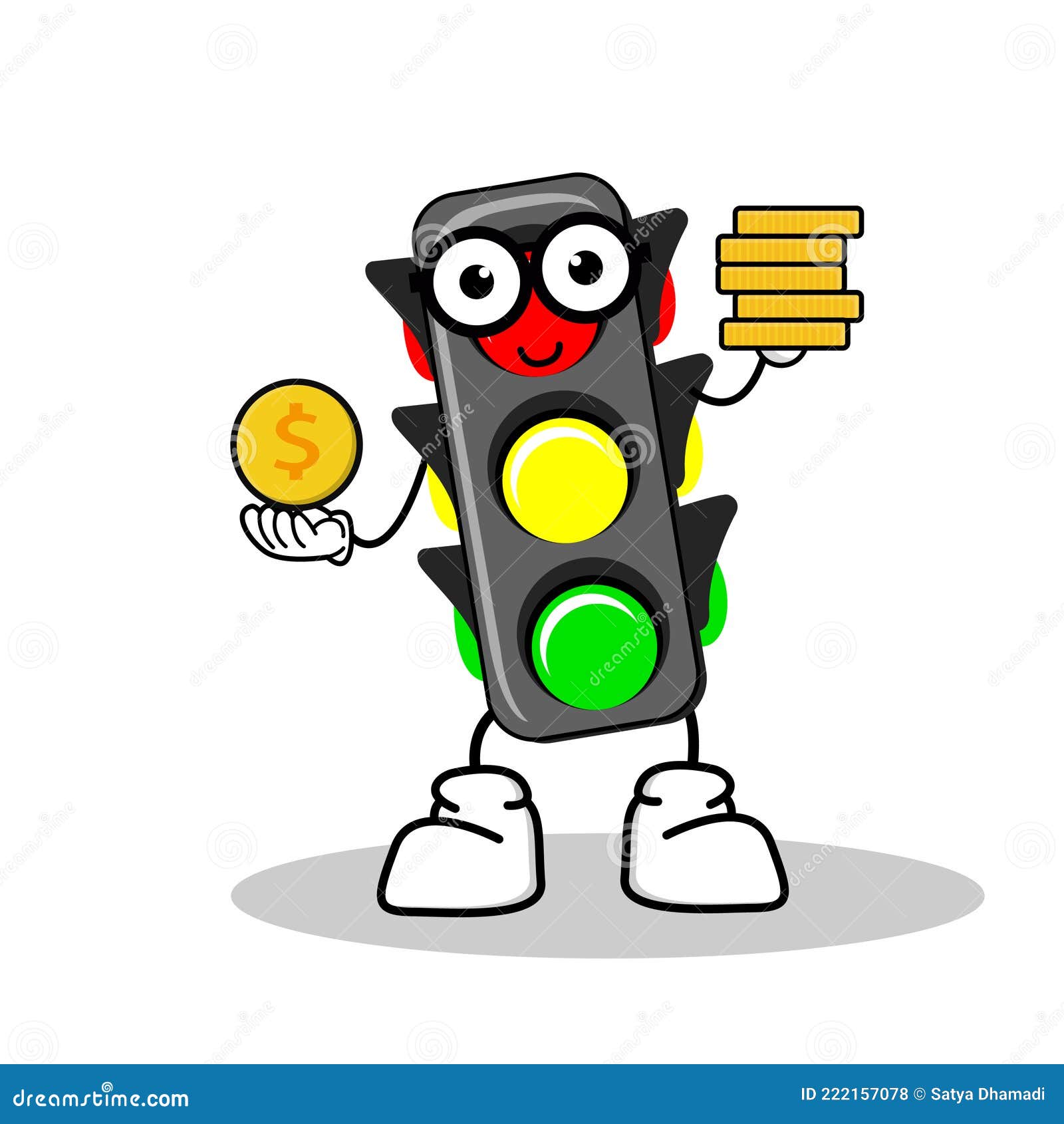 Traffic Light Vector Illustration Cartoon with a Cute and Cool ...