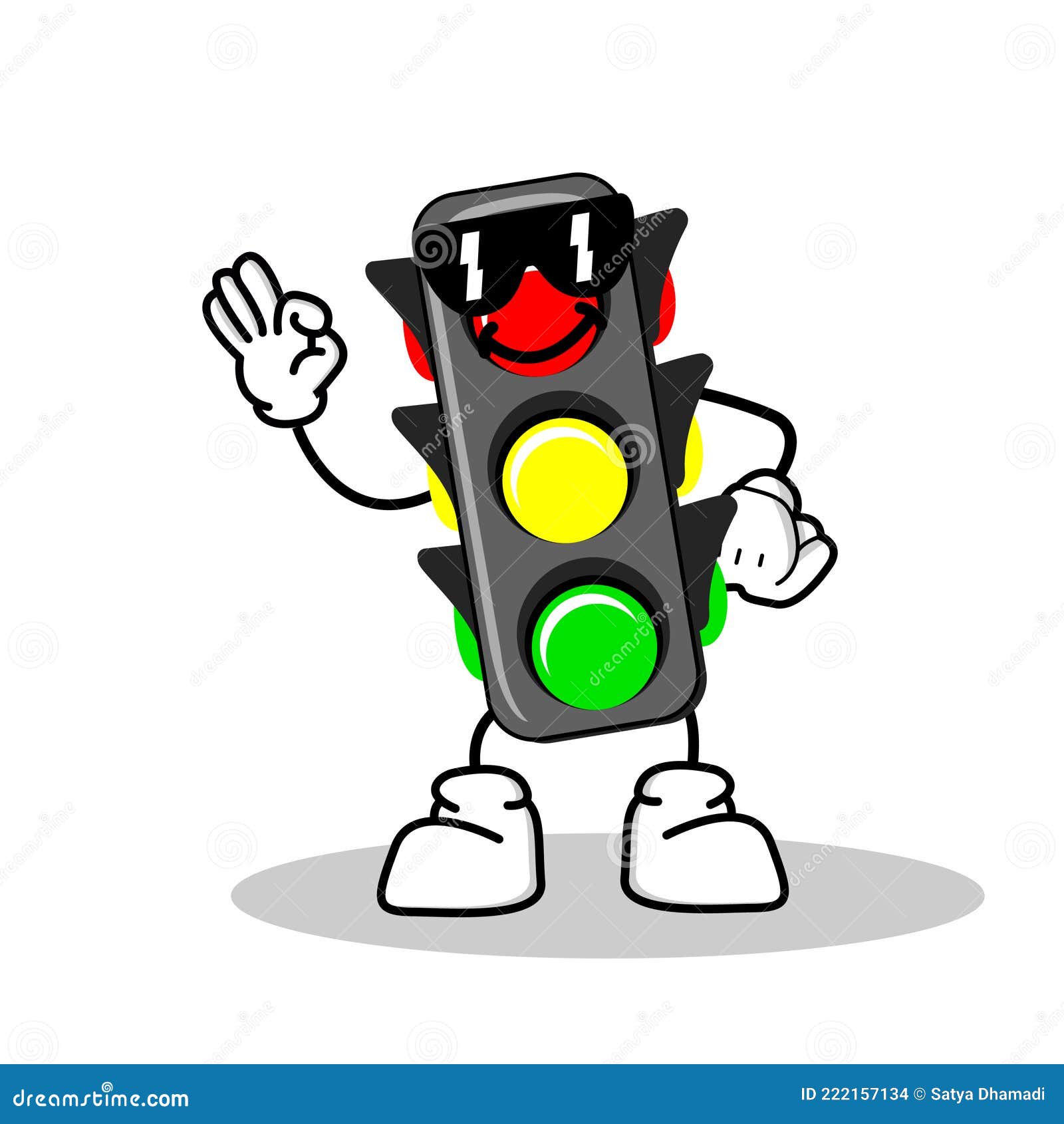 Traffic Light Vector Illustration Cartoon with a Cute and Cool ...