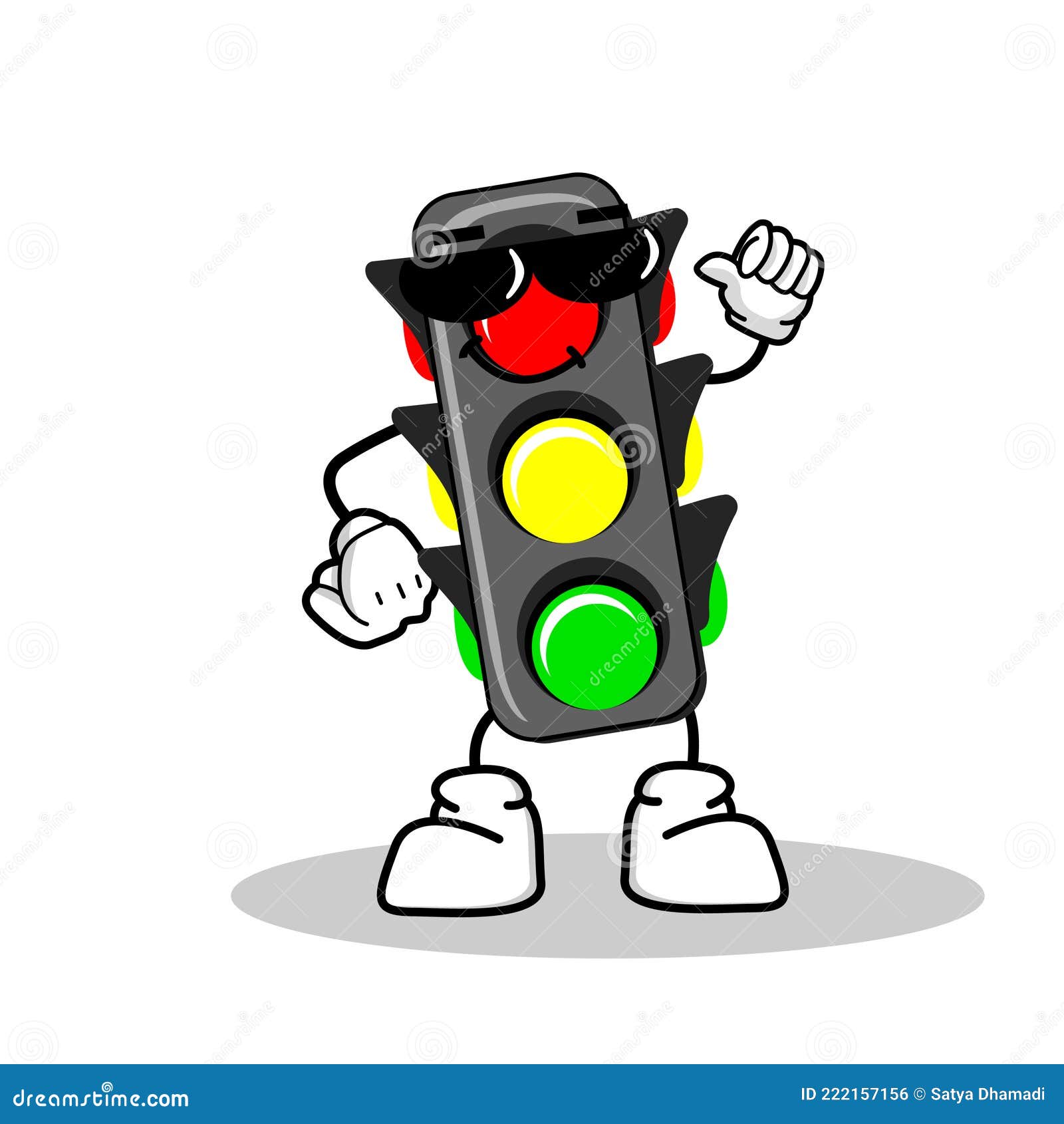 Traffic Light Vector Illustration Cartoon with a Cute and Cool ...