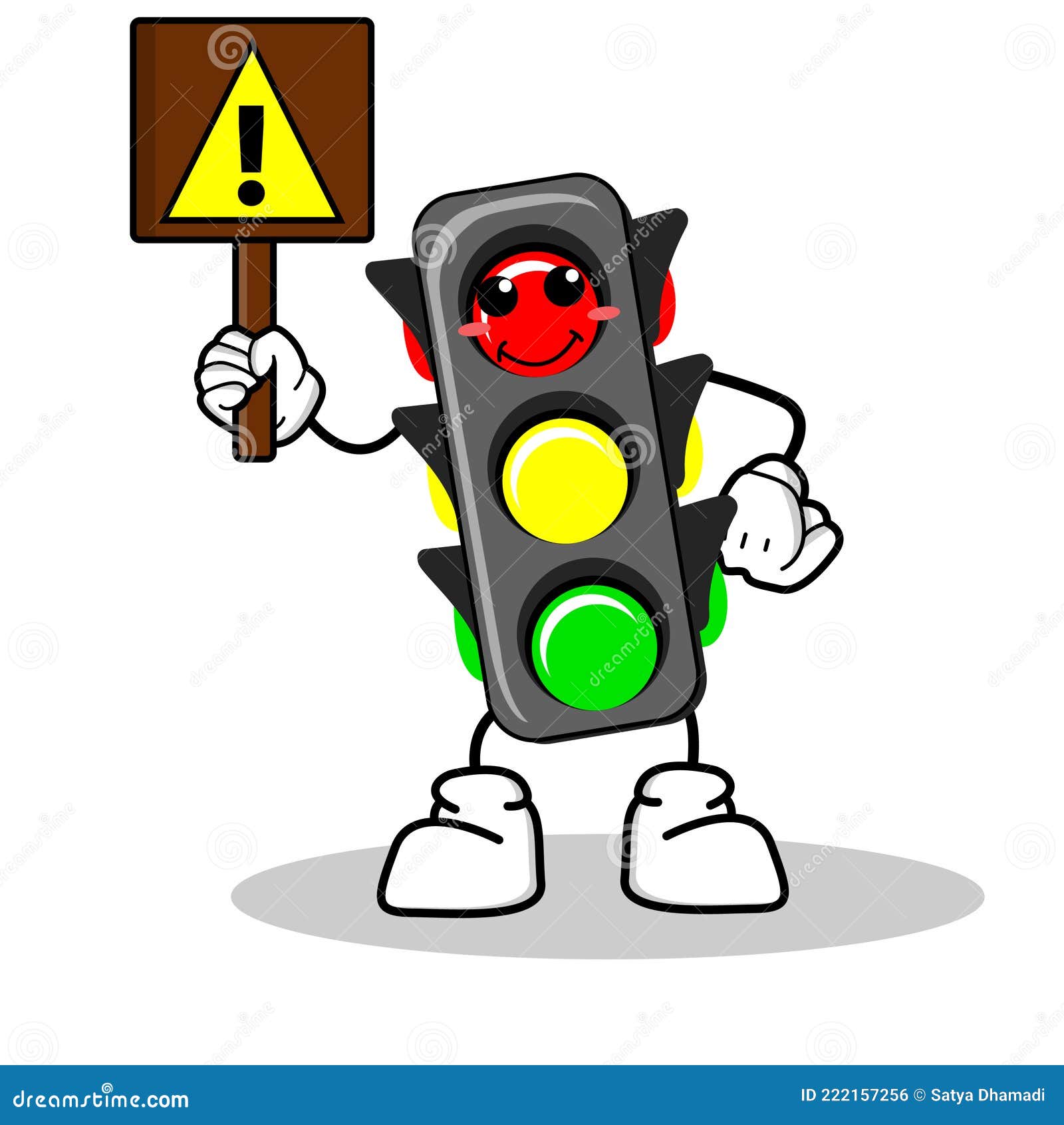 Traffic Light Vector Illustration Cartoon with a Cute and Cool ...