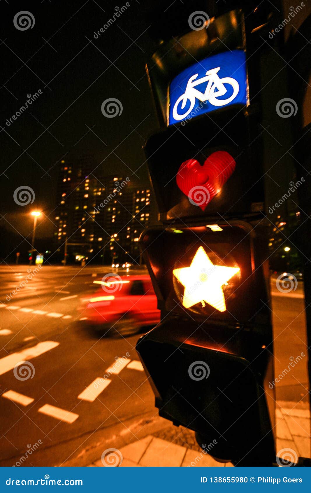 Traffic Light with Yellow Star in the City Stock Photo - Image of star ...