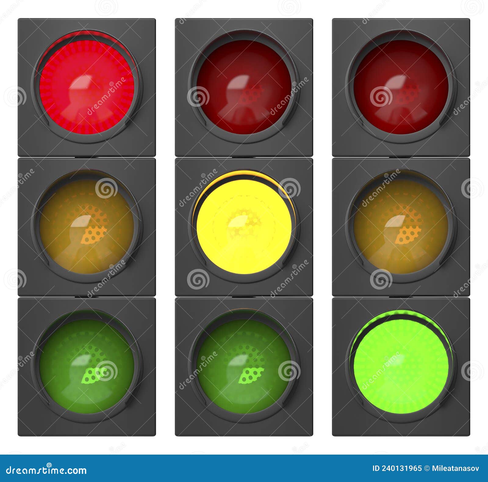 Set of traffic lights stock image. Illustration of transportation ...