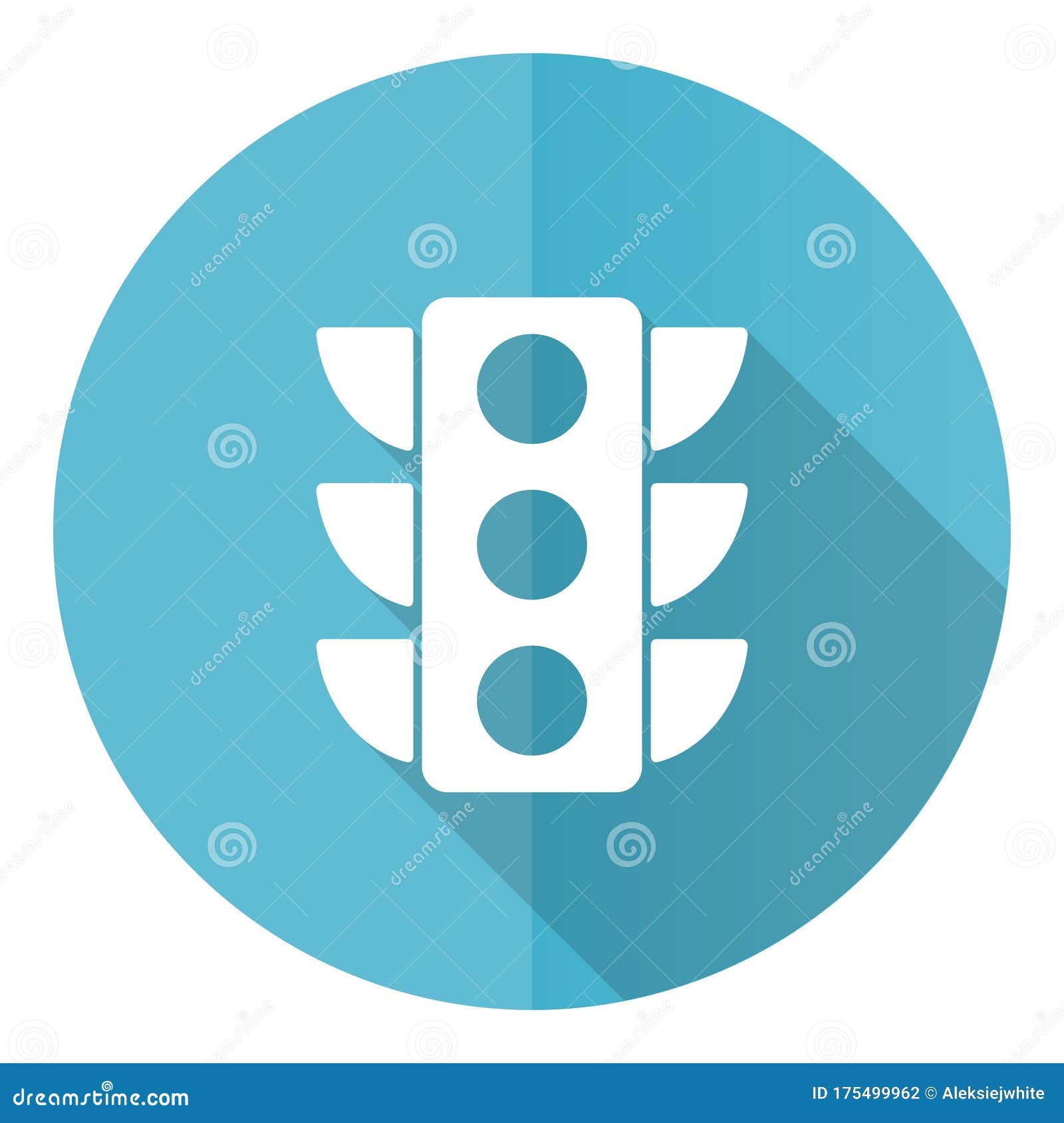 Traffic Lights Blue Round Flat Design Vector Icon Isolated on White ...
