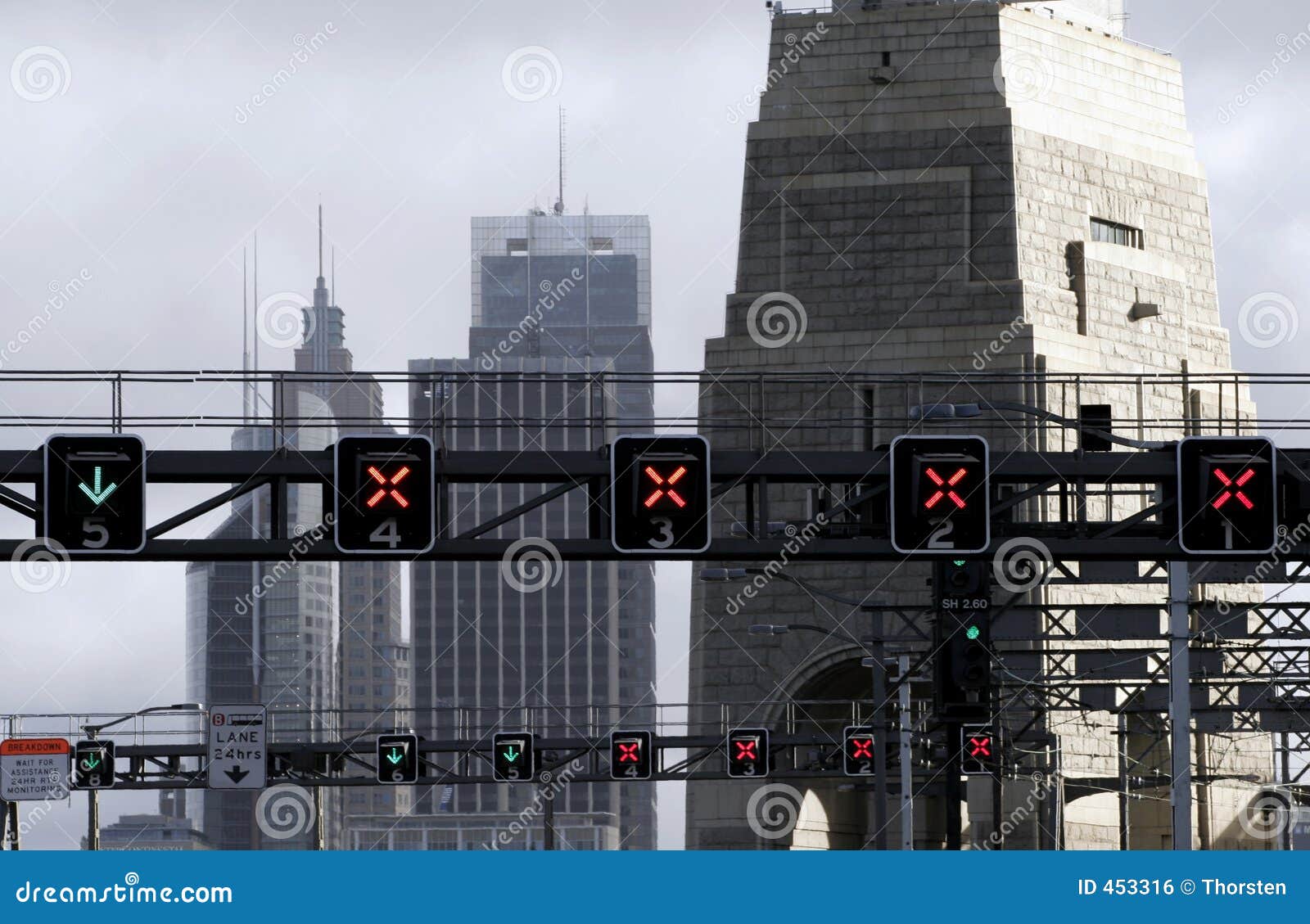Traffic Lights on Bridge stock photo. Image of pylon, street - 453316