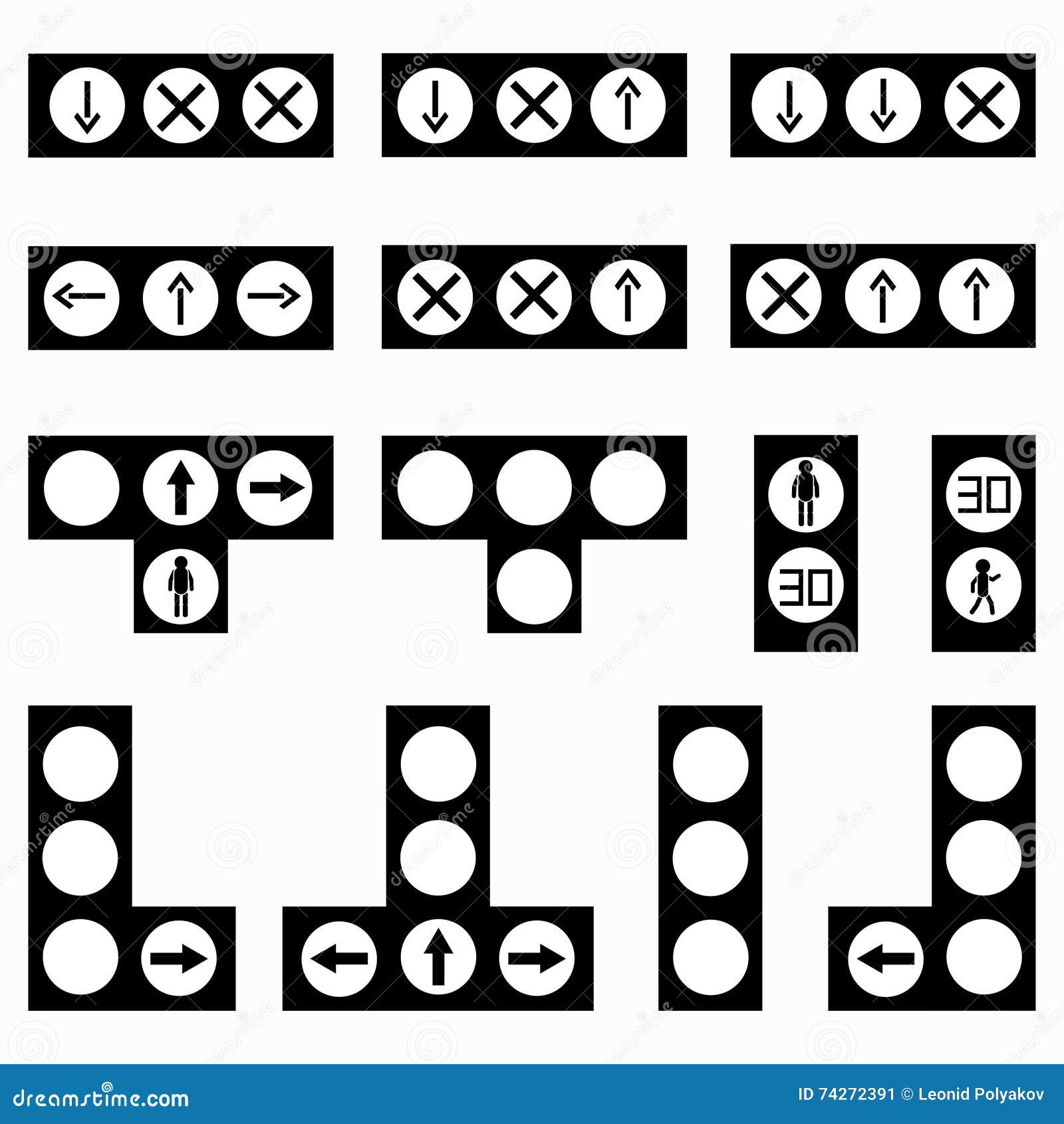 Traffic Lights Collection of Abstract Symbols Stock Vector ...