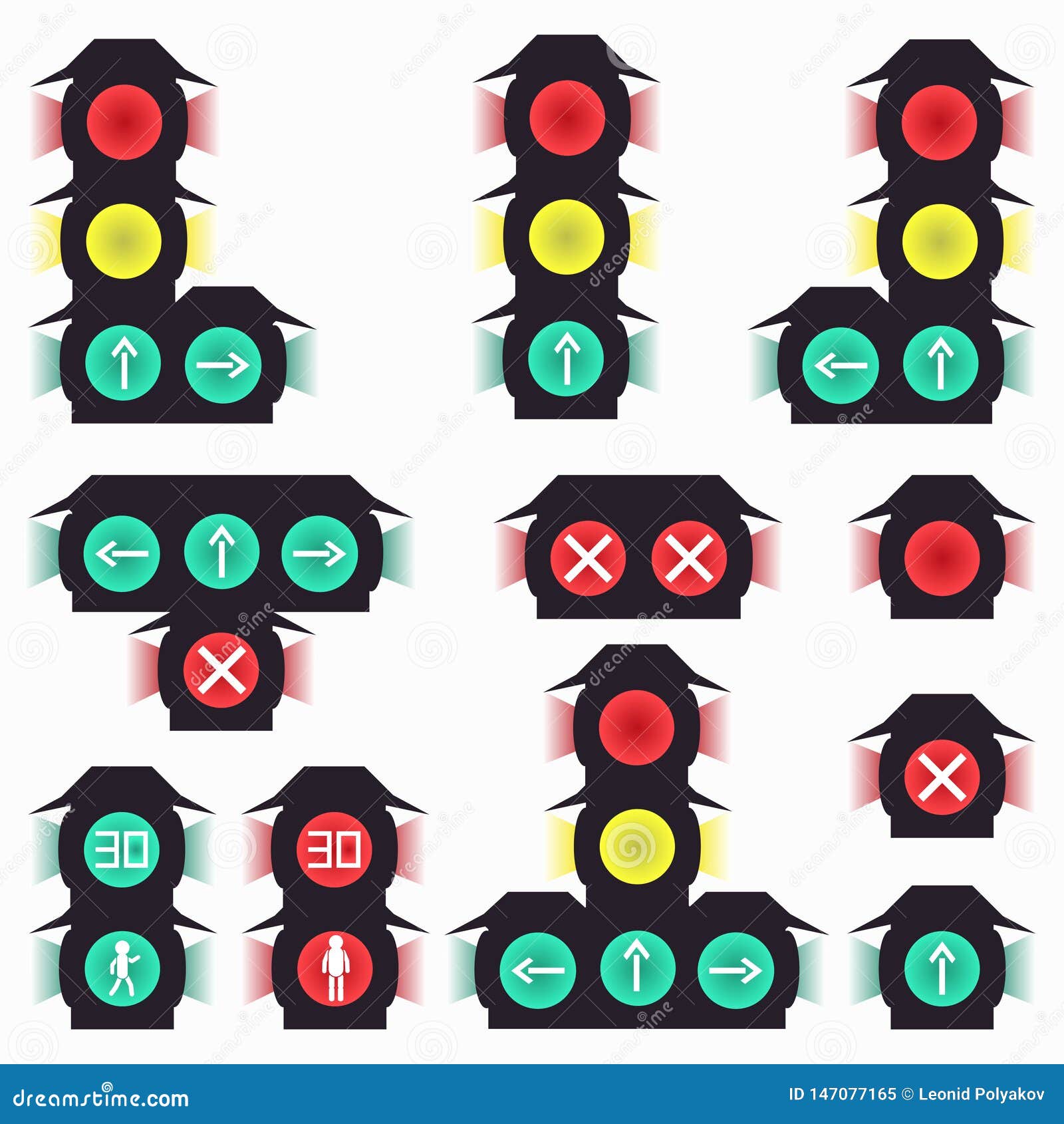 Traffic Lights Colored Symbols Stock Illustration - Illustration of ...