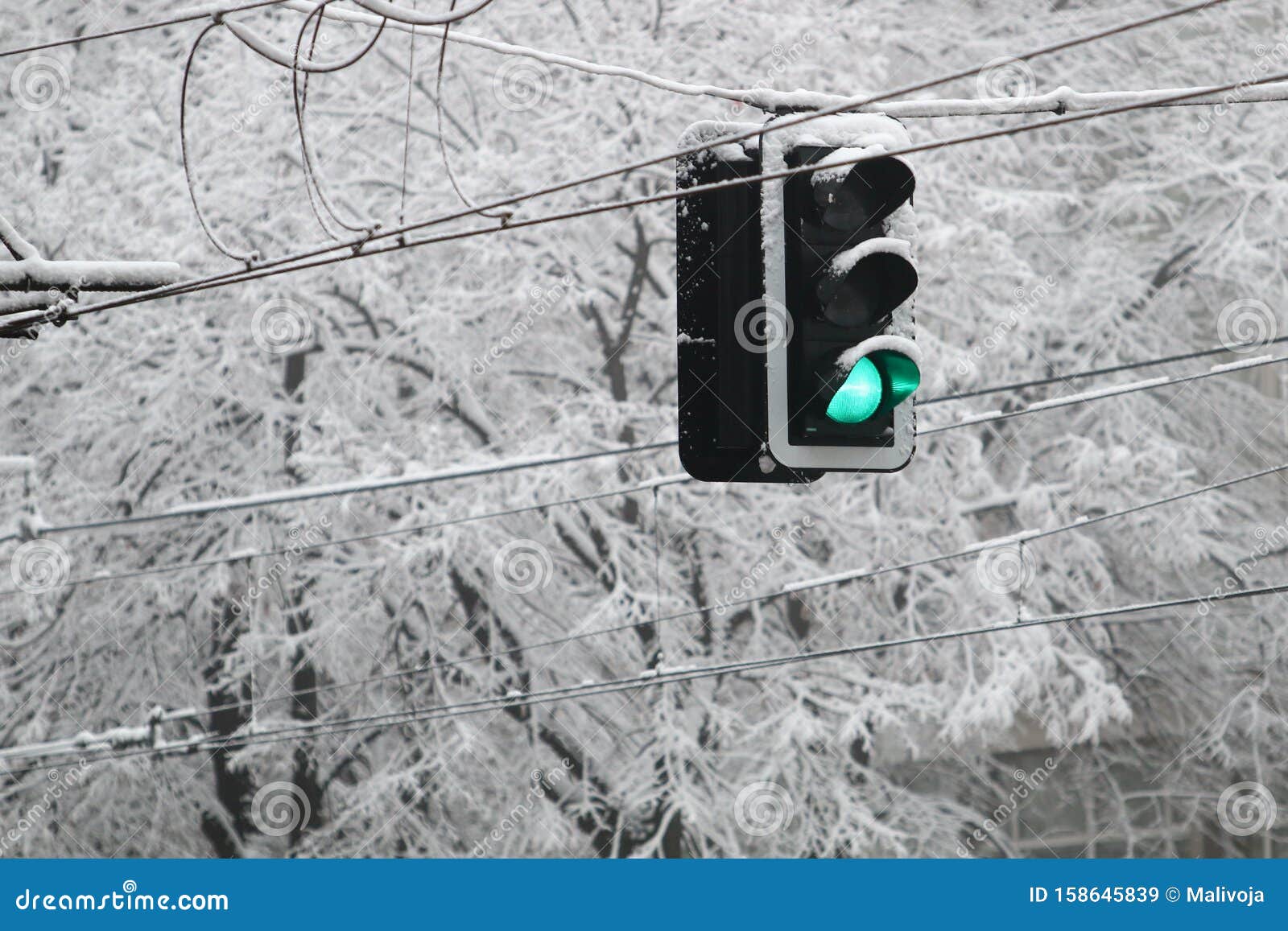 Traffic Lights Covered with White Snow Stock Image - Image of driving ...