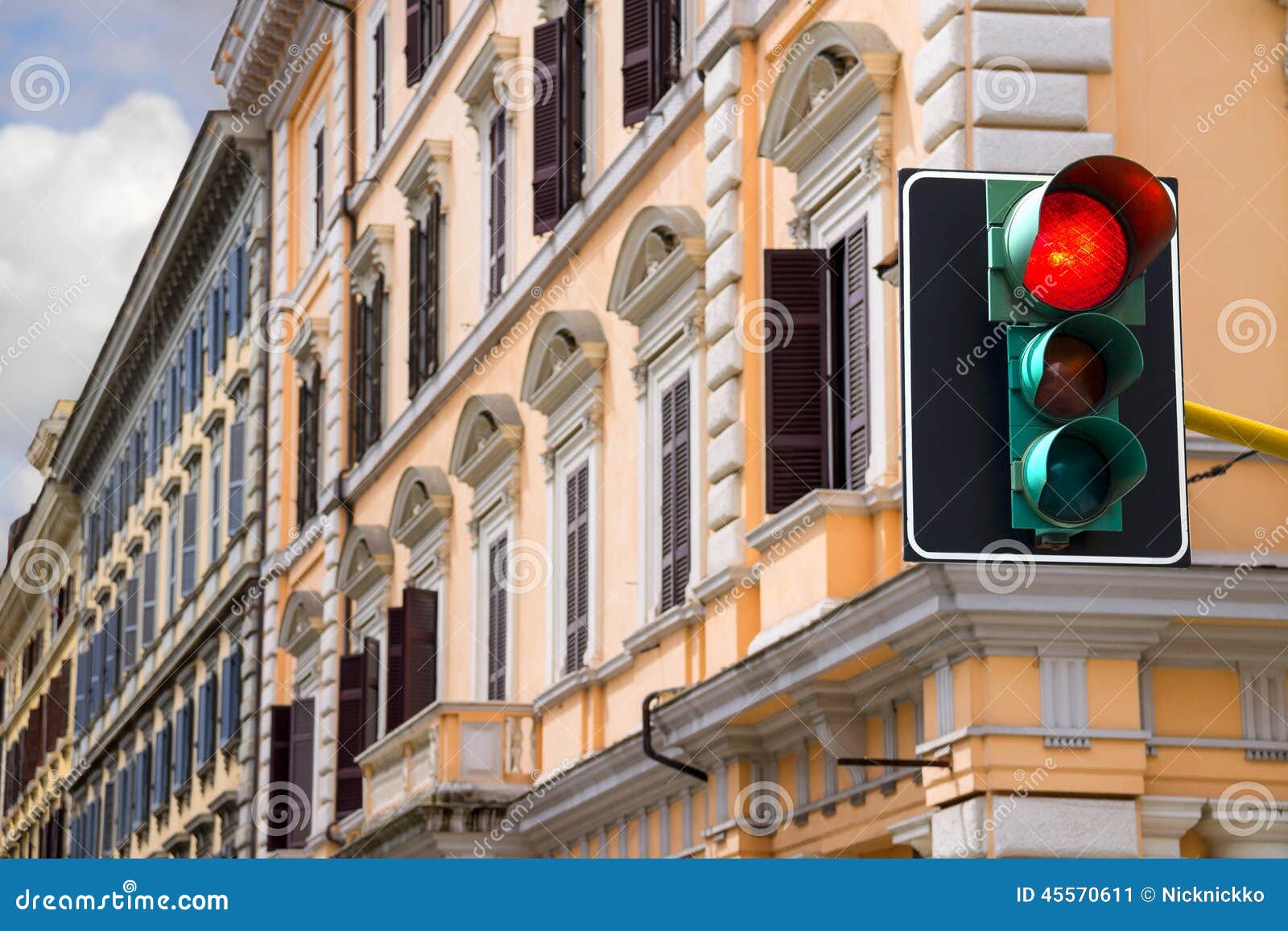 Traffic Lights at the Crossroads of the City is Lit Red Stock Image ...