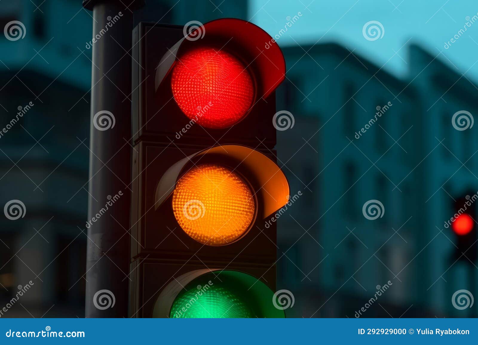 Traffic Lights Evening. Generate Ai Stock Photo - Image of downtown ...