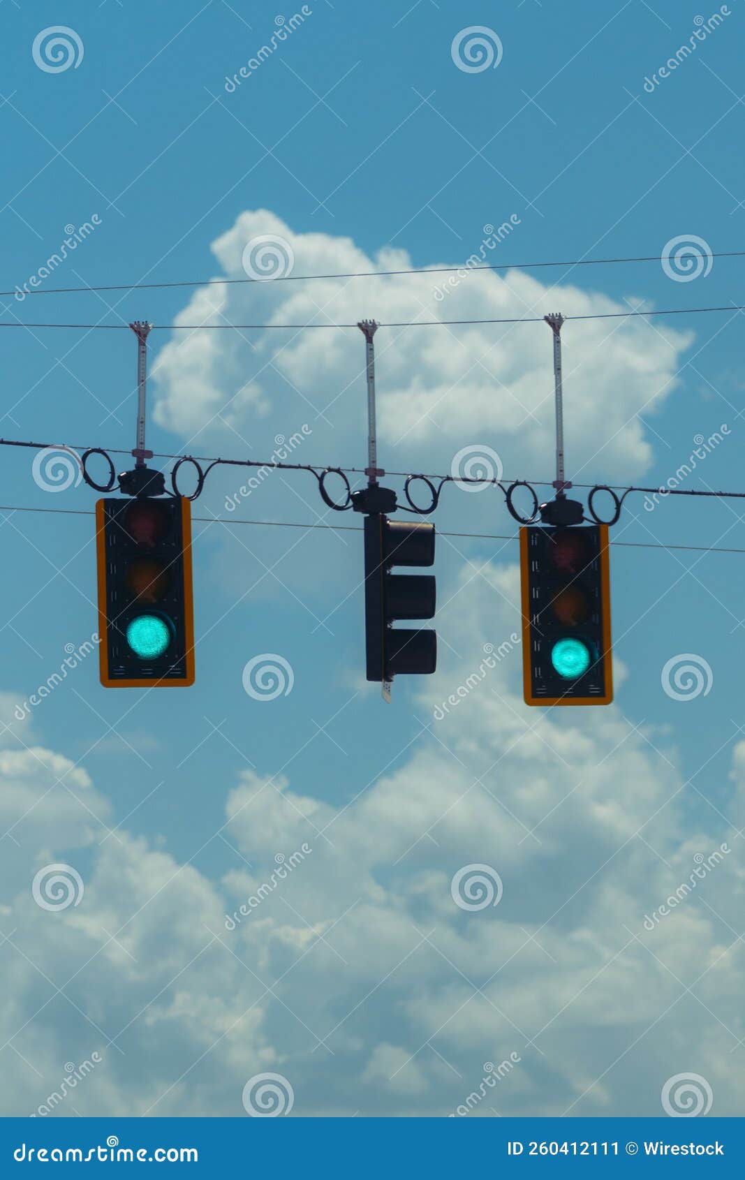 Traffic Lights in Green Light with the Blue Sky in Background Stock ...