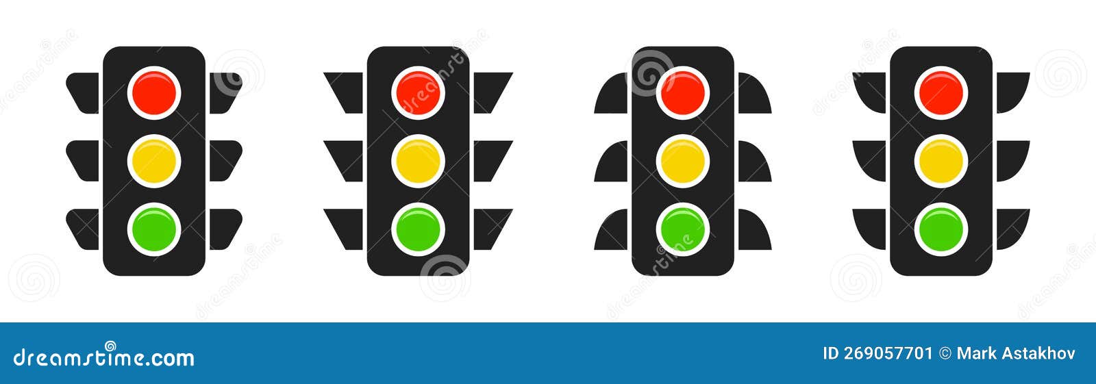 .Traffic Lights Icon Set. Stoplight. Color Traffic Light Collection ...
