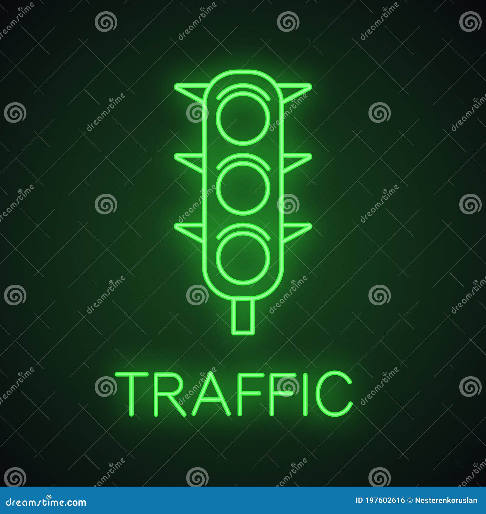 Traffic Lights Neon Light Icon Stock Vector - Illustration of road ...