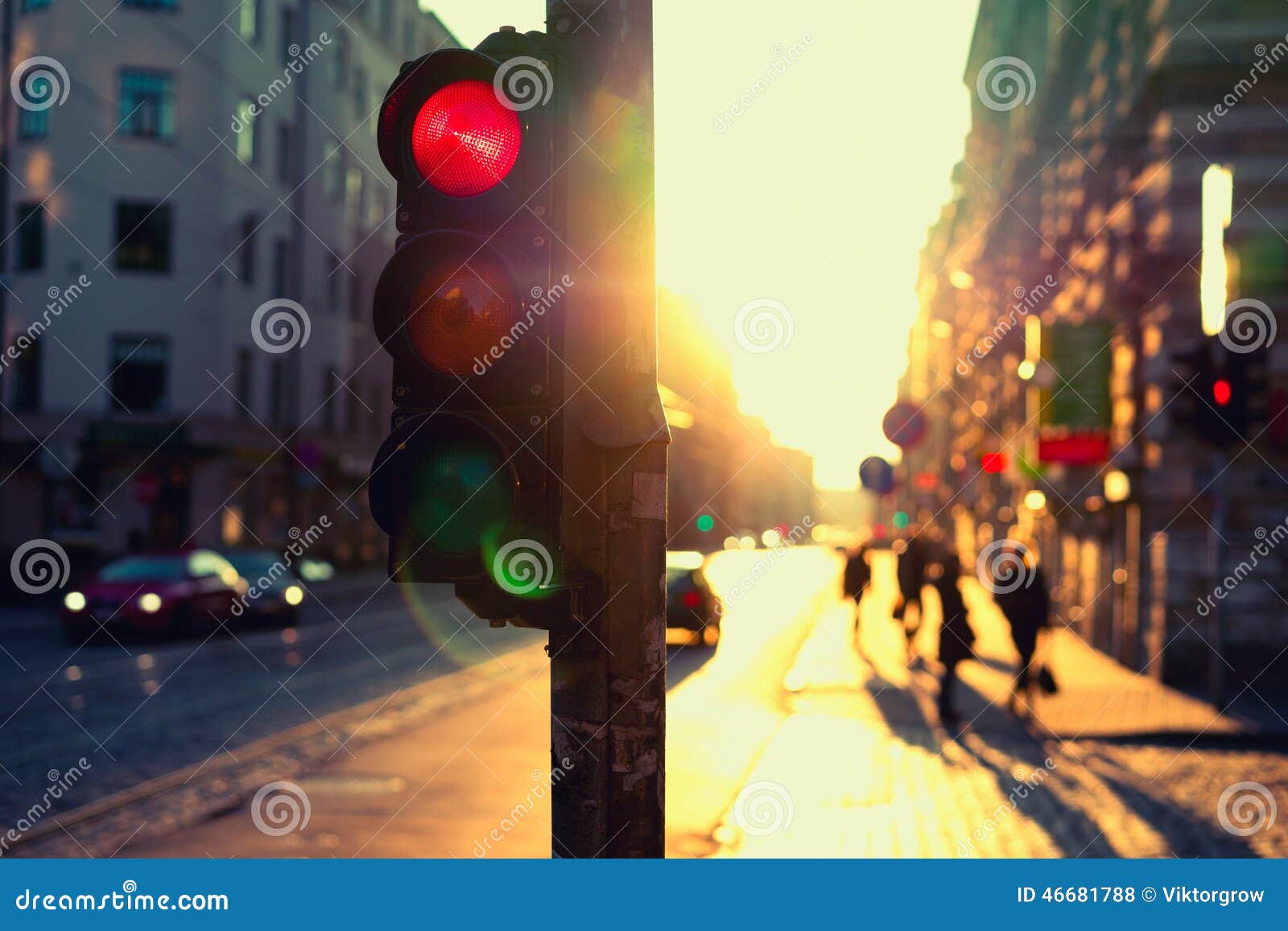 Traffic Lights at Night Outdoors at Sunset Stock Photo - Image of dusk ...