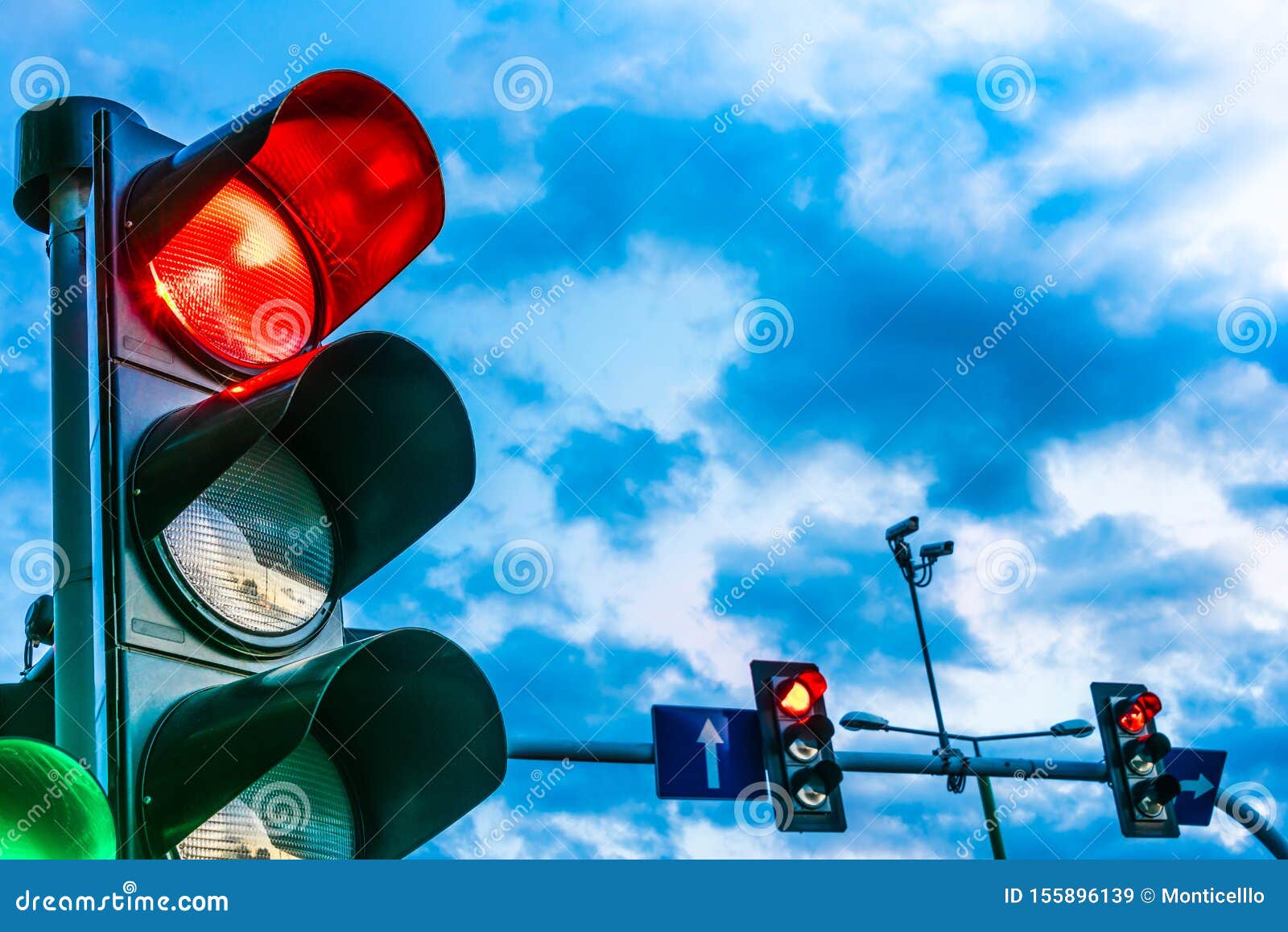 Traffic Lights Over Urban Intersection Stock Image - Image of highway ...