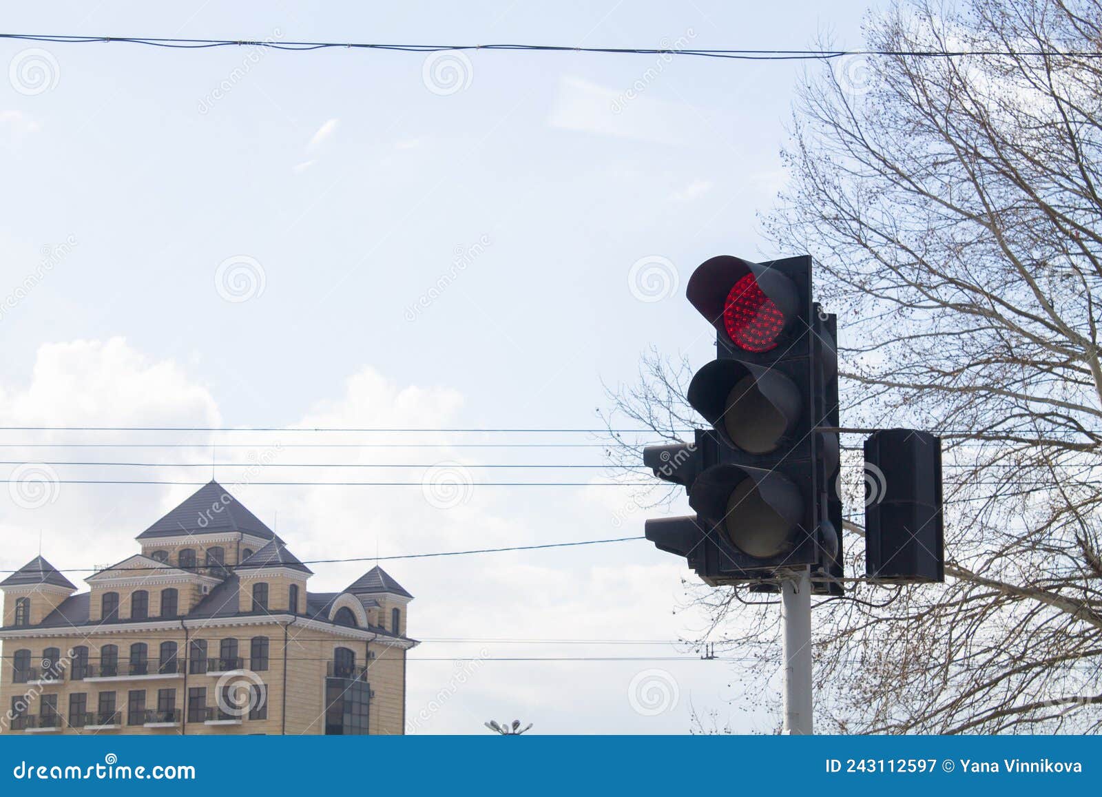 Traffic Lights Over Urban Intersection. Red Light Stock Image - Image ...