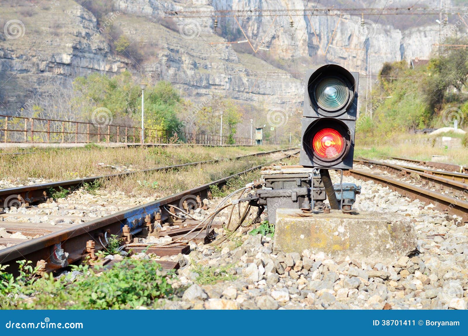 Traffic lights on railway stock image. Image of green - 38701411
