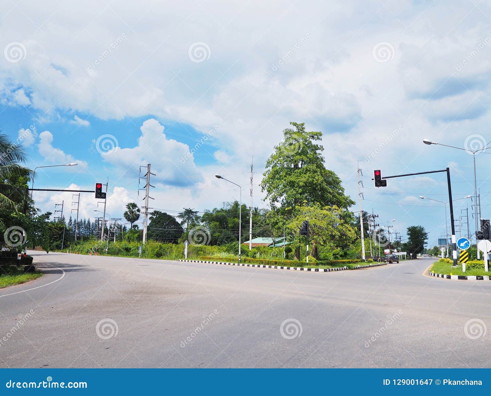 Traffic Lights on Road Intersection Stock Image - Image of street ...