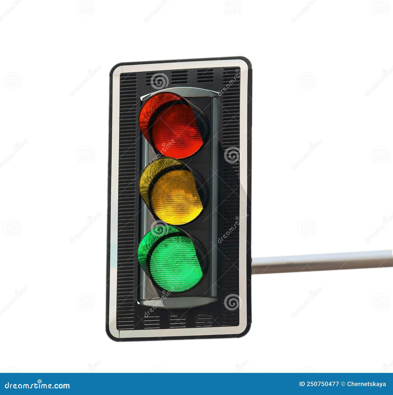 Traffic Lights with Three Signals on White Background Stock Image ...