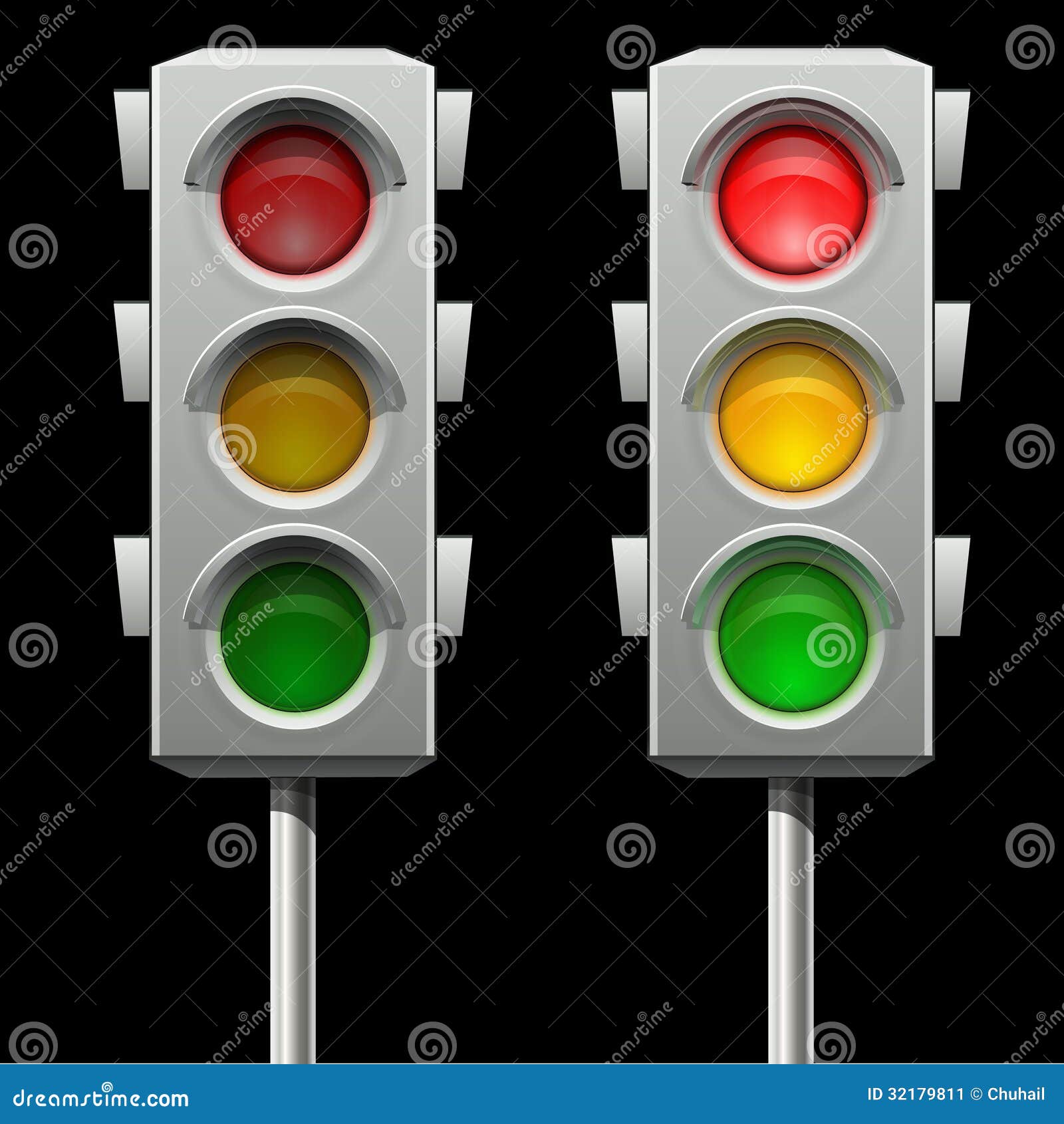 Traffic Lights in Two Modes Stock Vector - Illustration of green ...