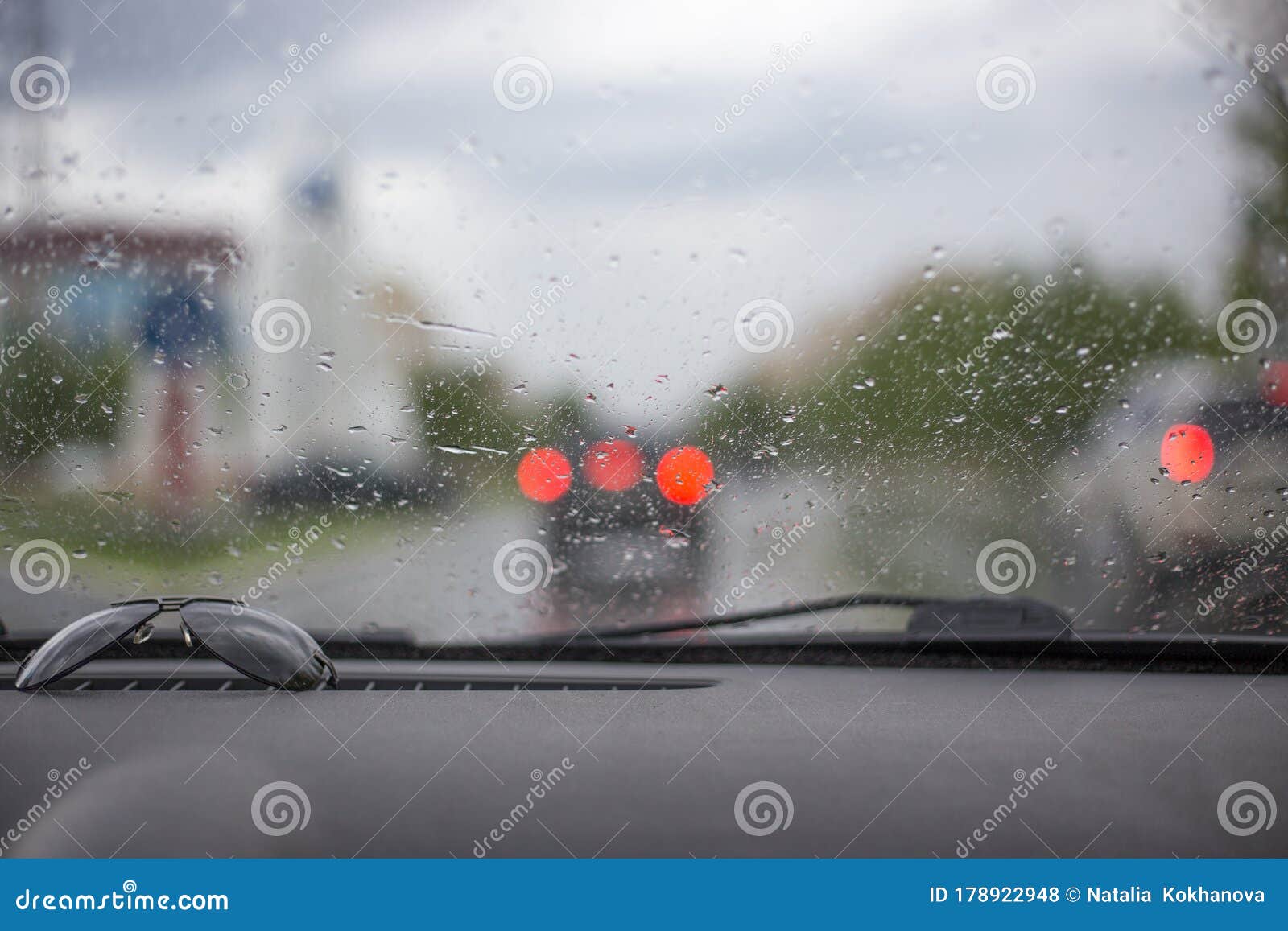 Traffic Lights are Visible through the Windshield Stock Photo - Image ...
