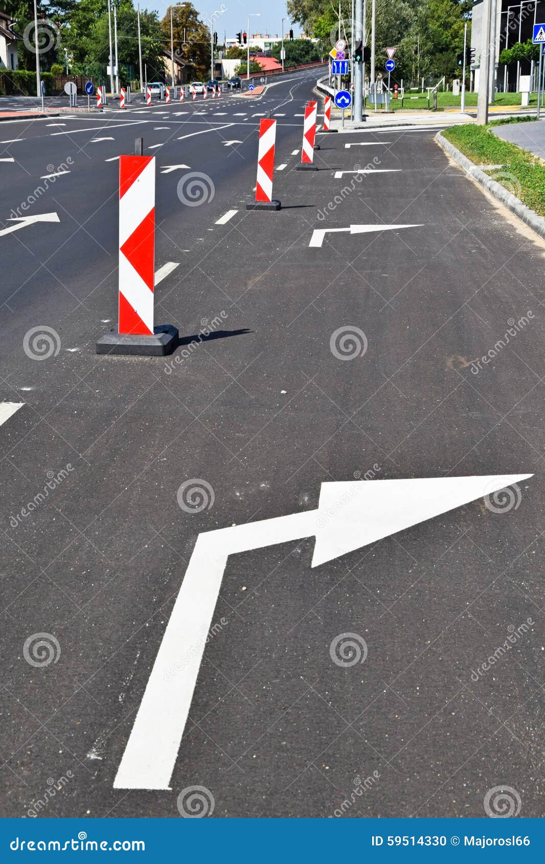 Traffic Line and Arrow Signs Stock Photo - Image of empty, clear: 59514330