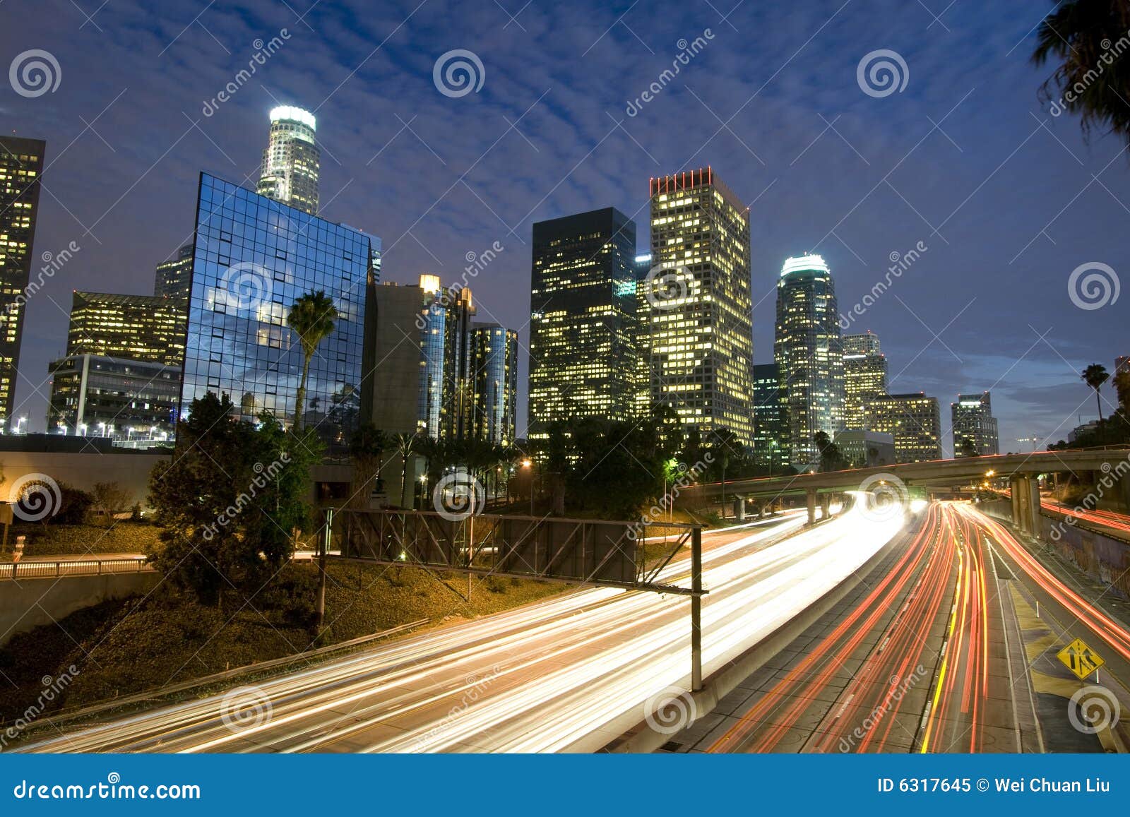 Traffic through Los Angeles Stock Image - Image of night, cityscape ...