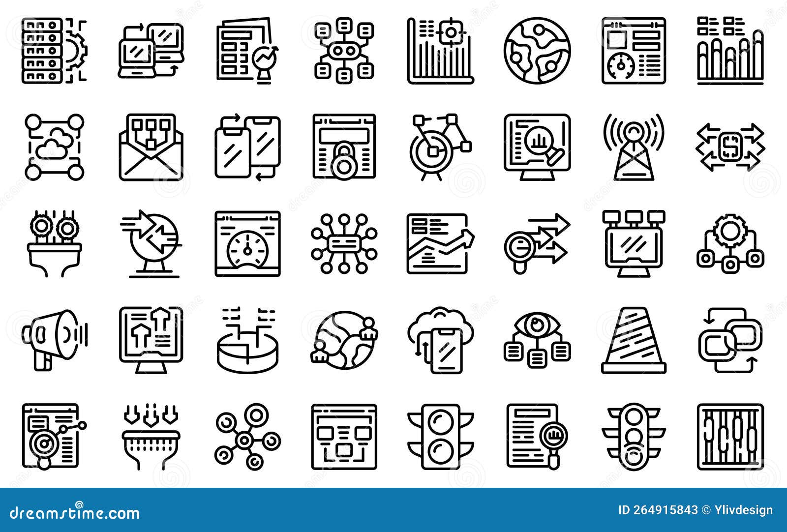 Traffic Management Icons Set Outline Vector. Social Audit Stock Vector ...