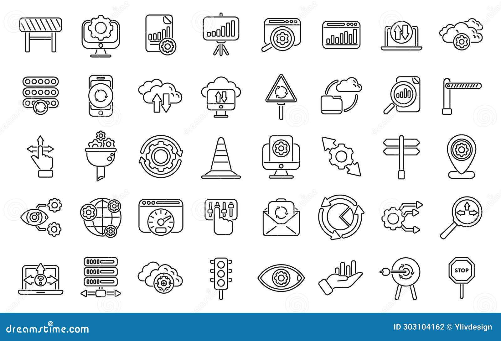 Traffic Management Icons Set Outline Vector. Social Audit Stock ...