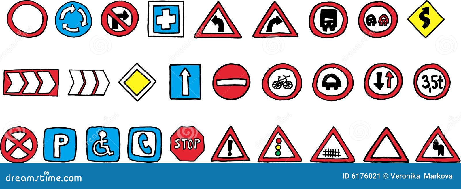 Traffic marks stock vector. Illustration of drawn, colorful - 6176021