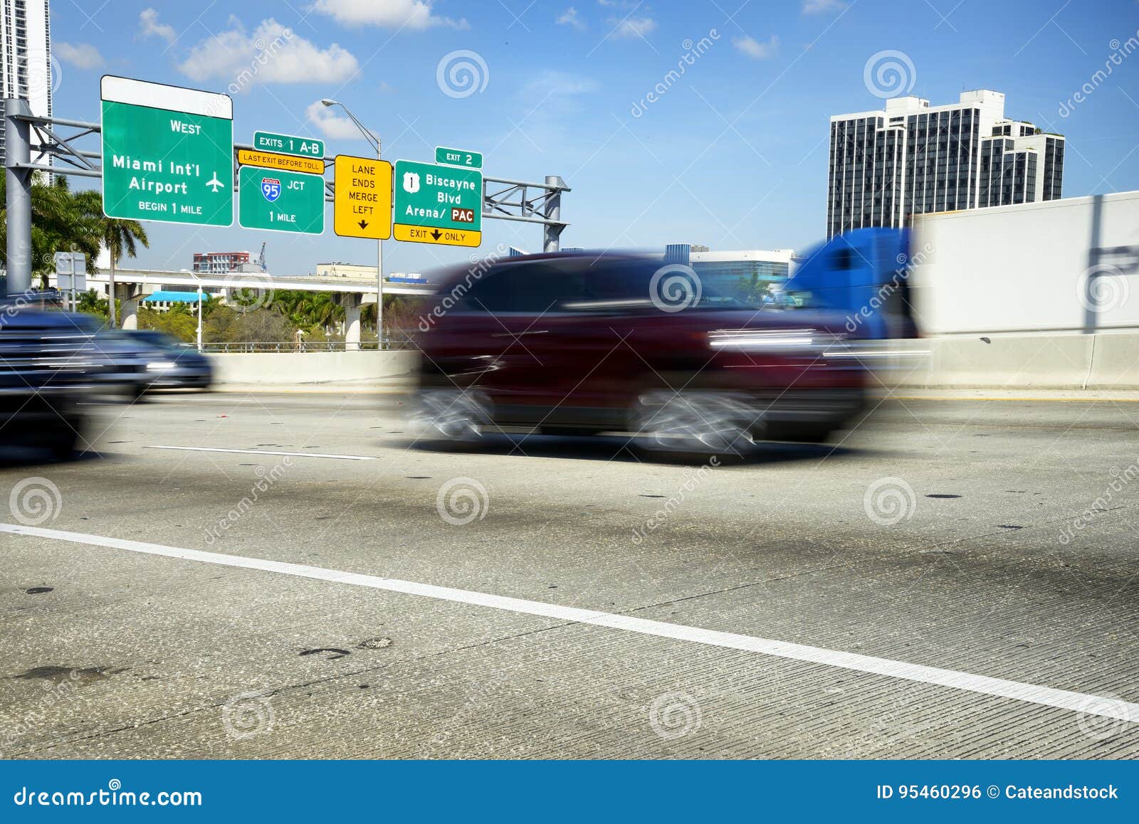 Traffic in Miami, Florida stock photo. Image of freeway - 95460296