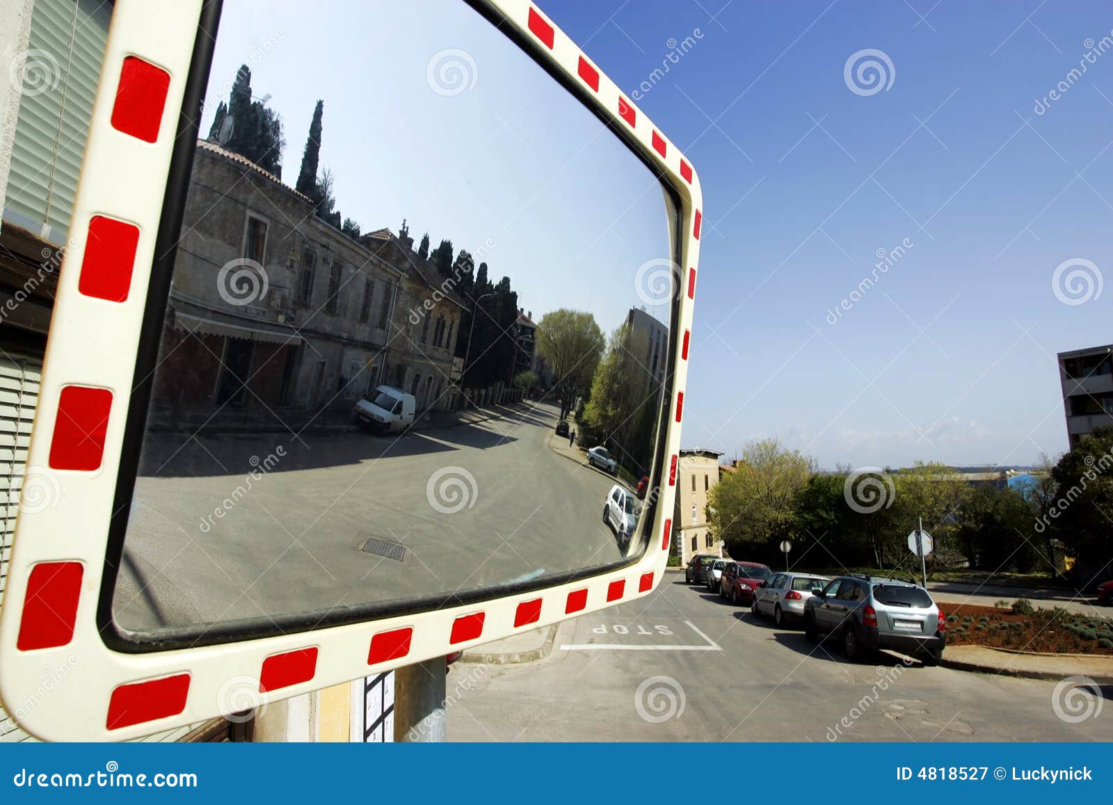 Traffic mirror stock image. Image of reflect, danger, reflections - 4818527