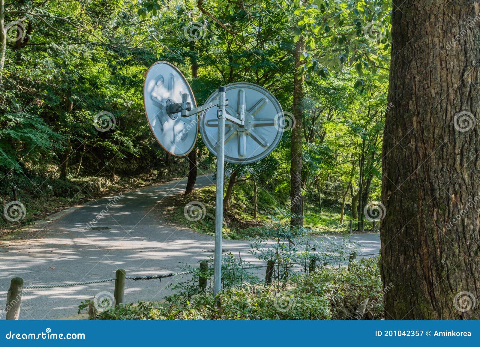 Traffic Mirrors at Rural Intersection Stock Image - Image of mountain ...