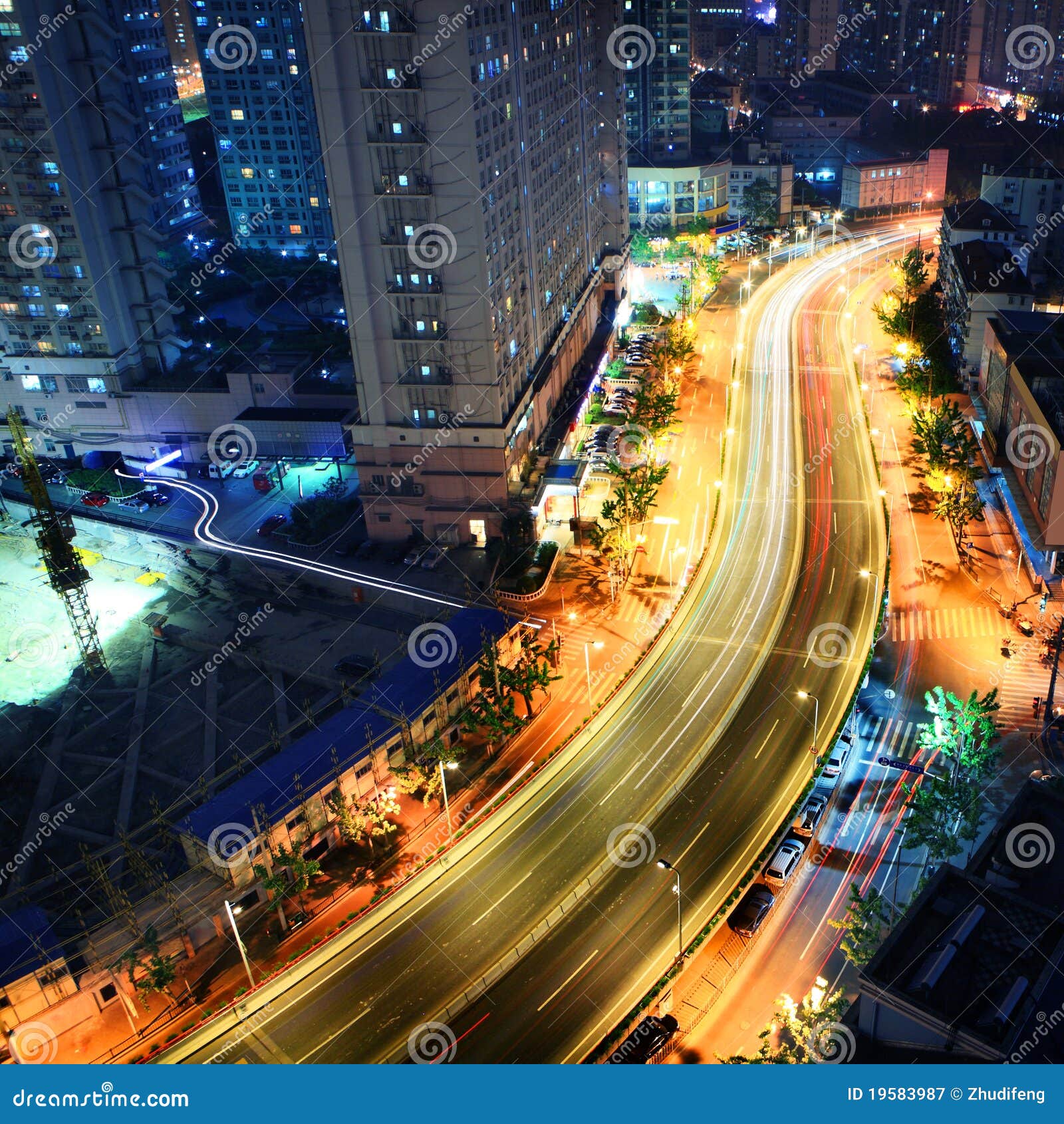 Traffic with Modern Building Stock Image - Image of dark, background ...