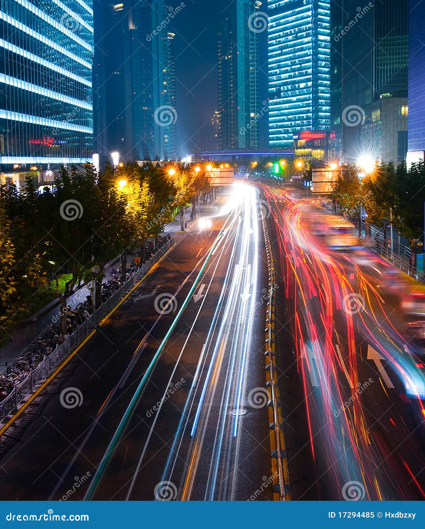 Traffic at night stock image. Image of commercial, apartment - 17294485