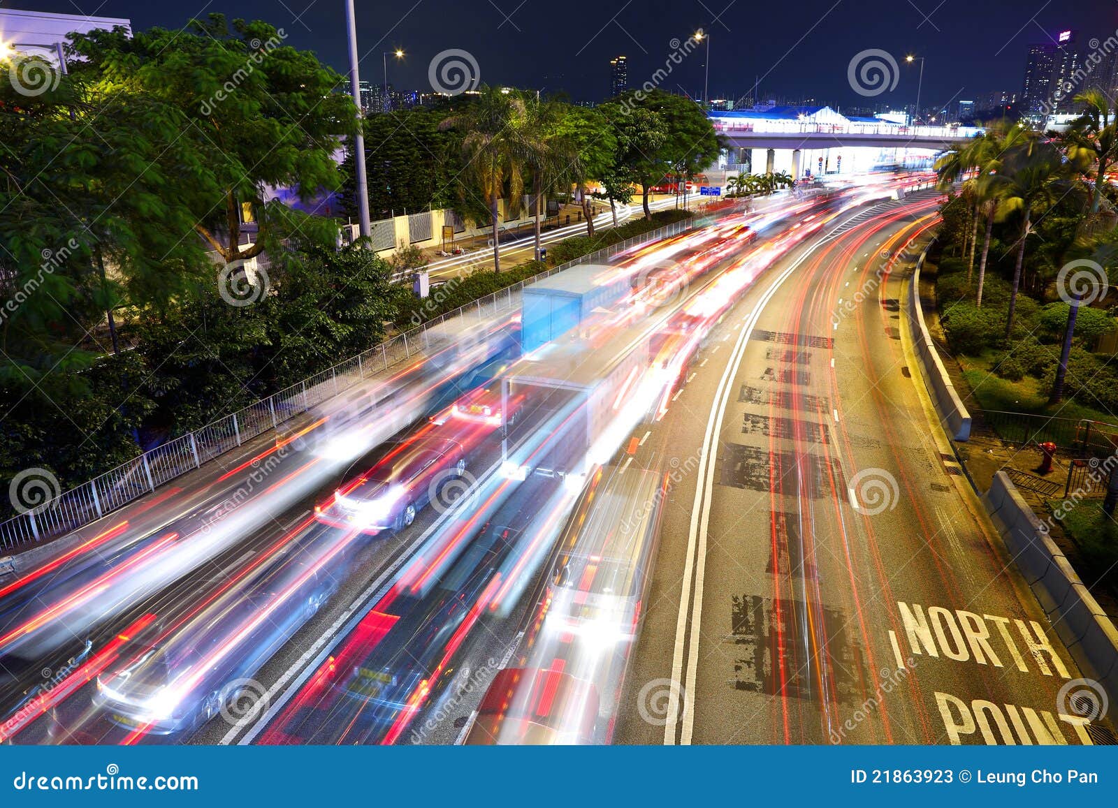 Traffic at night stock image. Image of glow, kong, curve - 21863923