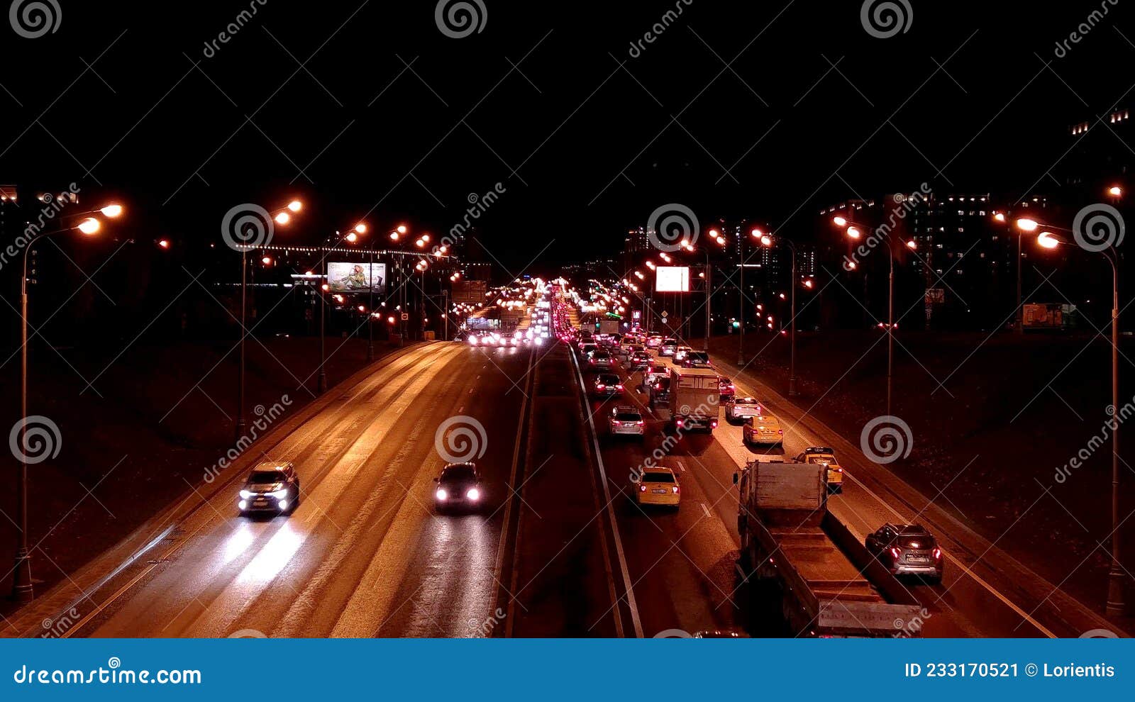 Traffic during the Night on a Highway Stock Image - Image of movement ...