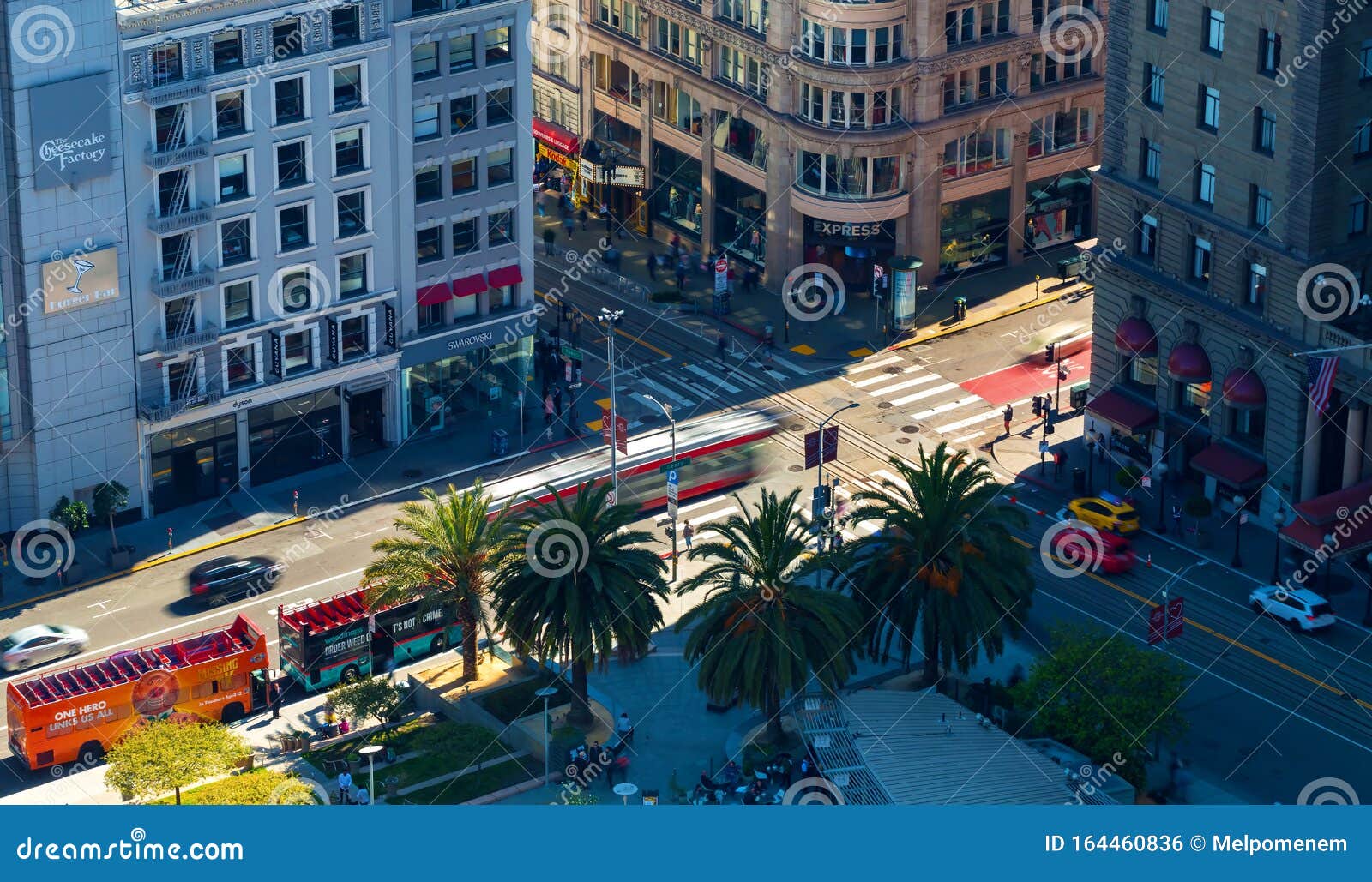 Traffic Passes through a Busy Intersection in Union Square San ...
