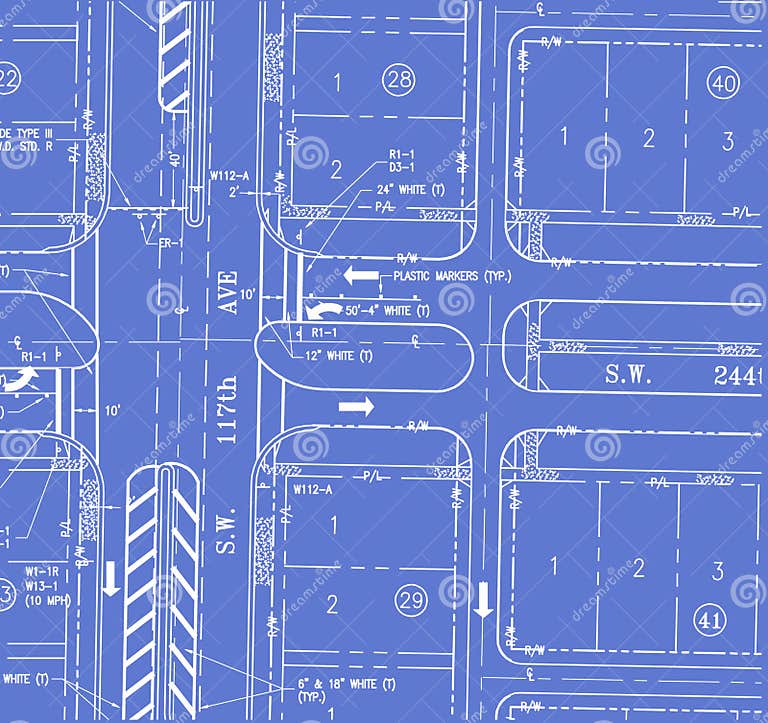 Traffic plan blueprint stock illustration. Illustration of builders ...