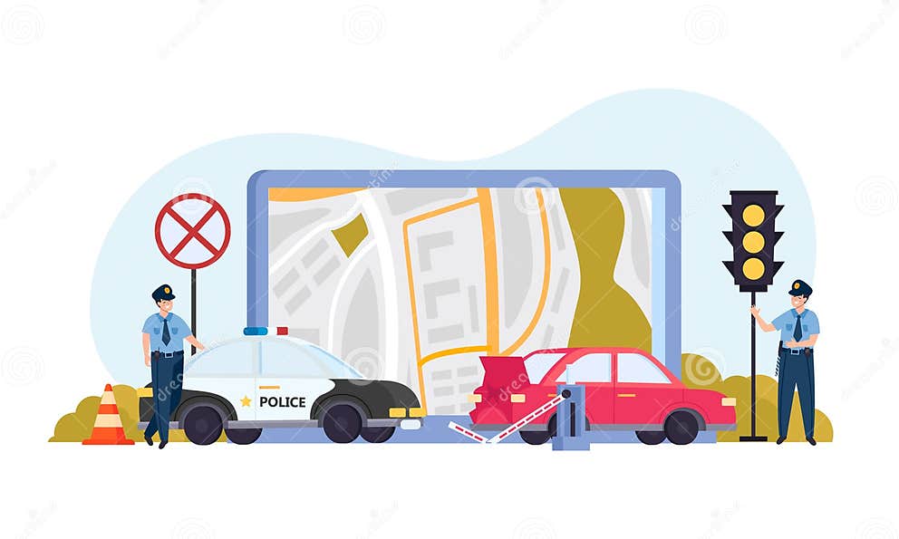 Traffic Police Colored Flat Composition Stock Vector - Illustration of ...