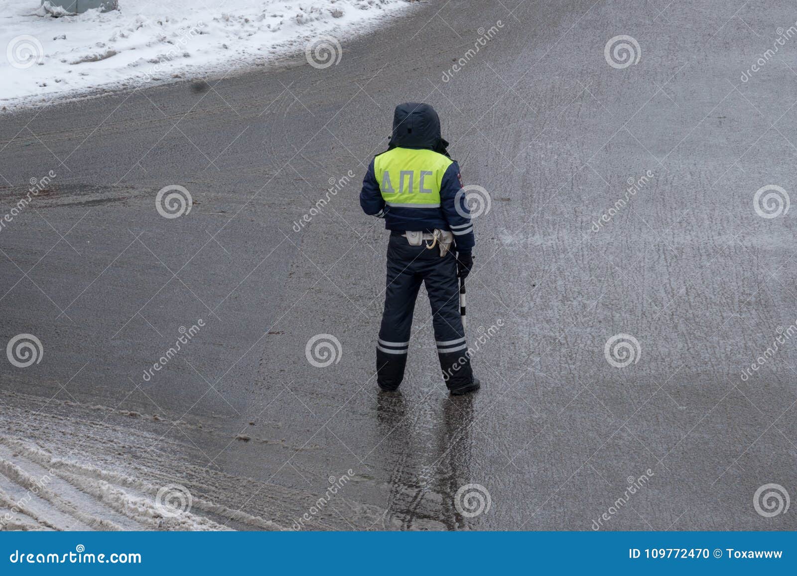 Traffic Policeman on Duty at Winter Stock Photo - Image of policeman ...