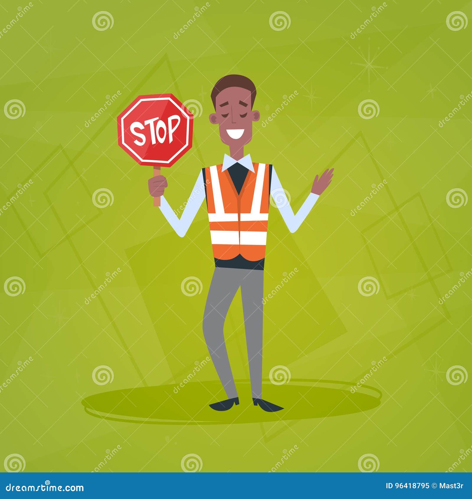 Traffic Policeman Guard Holding Stop Road Sign Stock Vector ...
