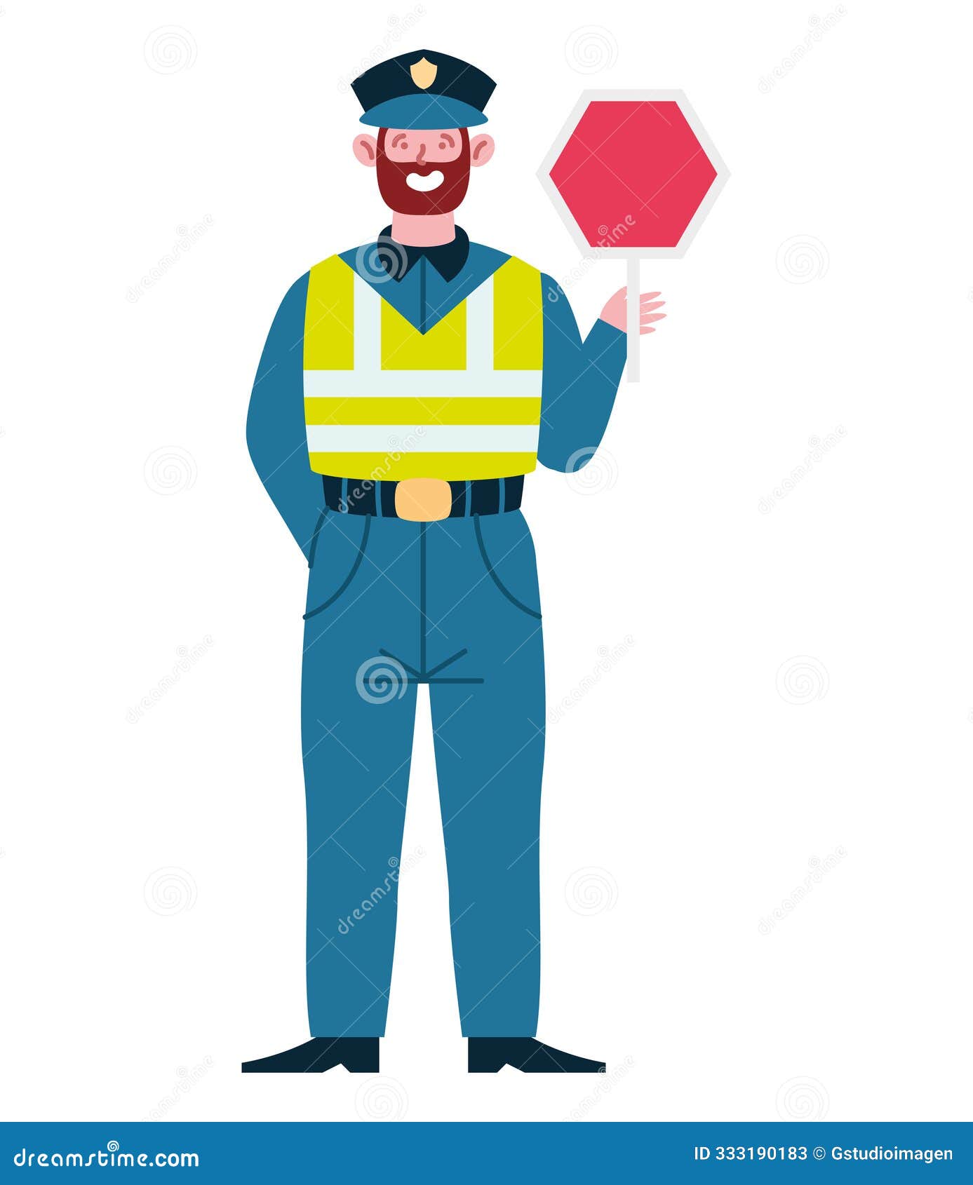 Traffic Policeman Holding a Stop Sign Stock Illustration - Illustration ...