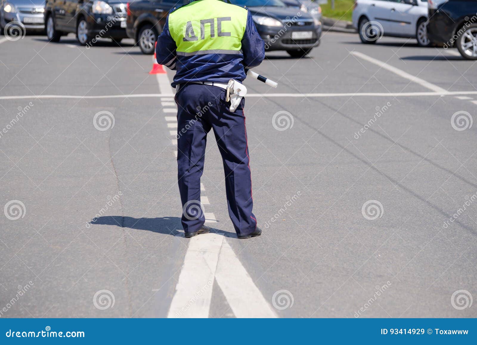 Traffic Policeman Works on a Street at Day Time Stock Image - Image of ...