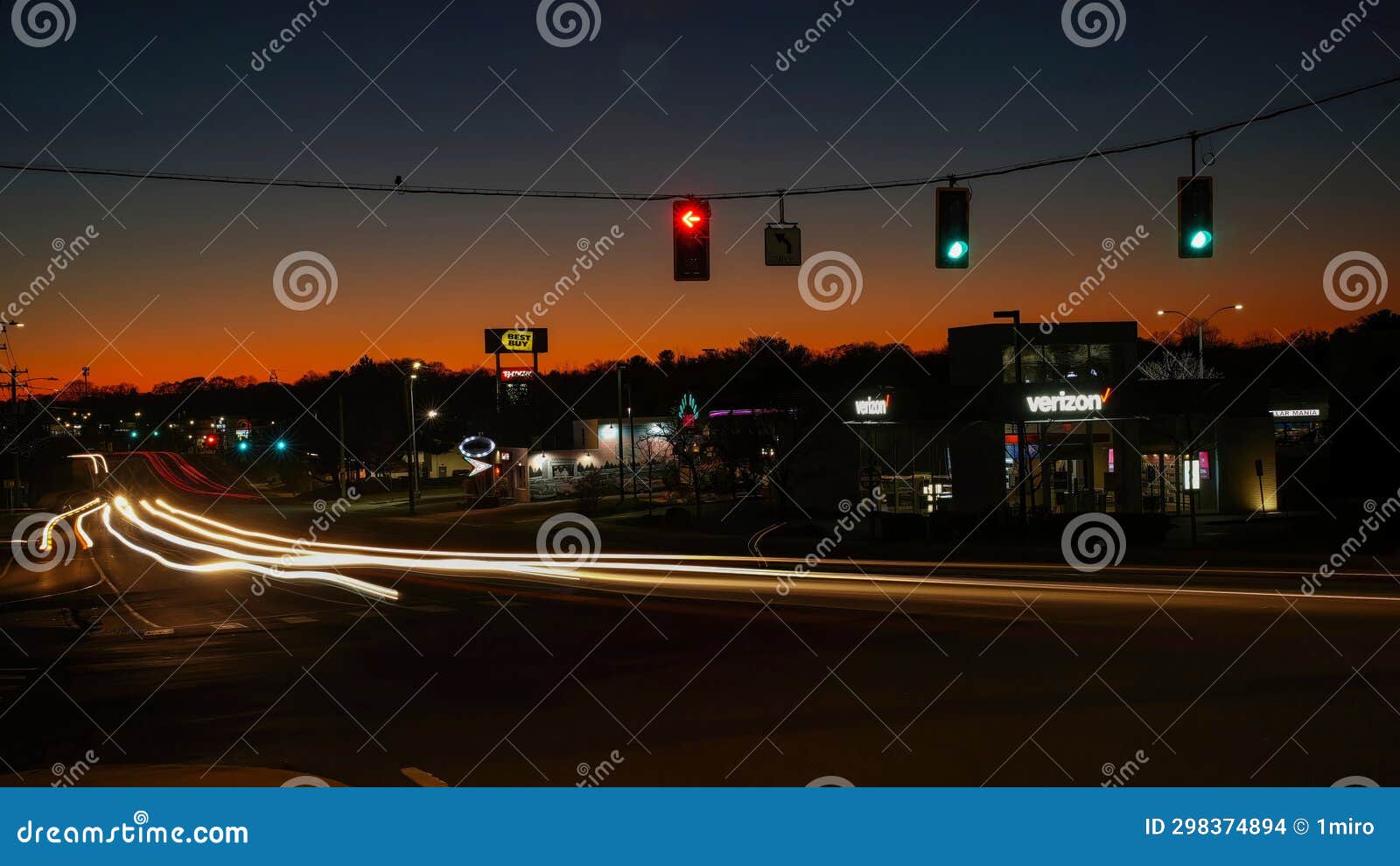Traffic on Post Road at Thanksgiving Day Evening with Beautiful Sunset ...