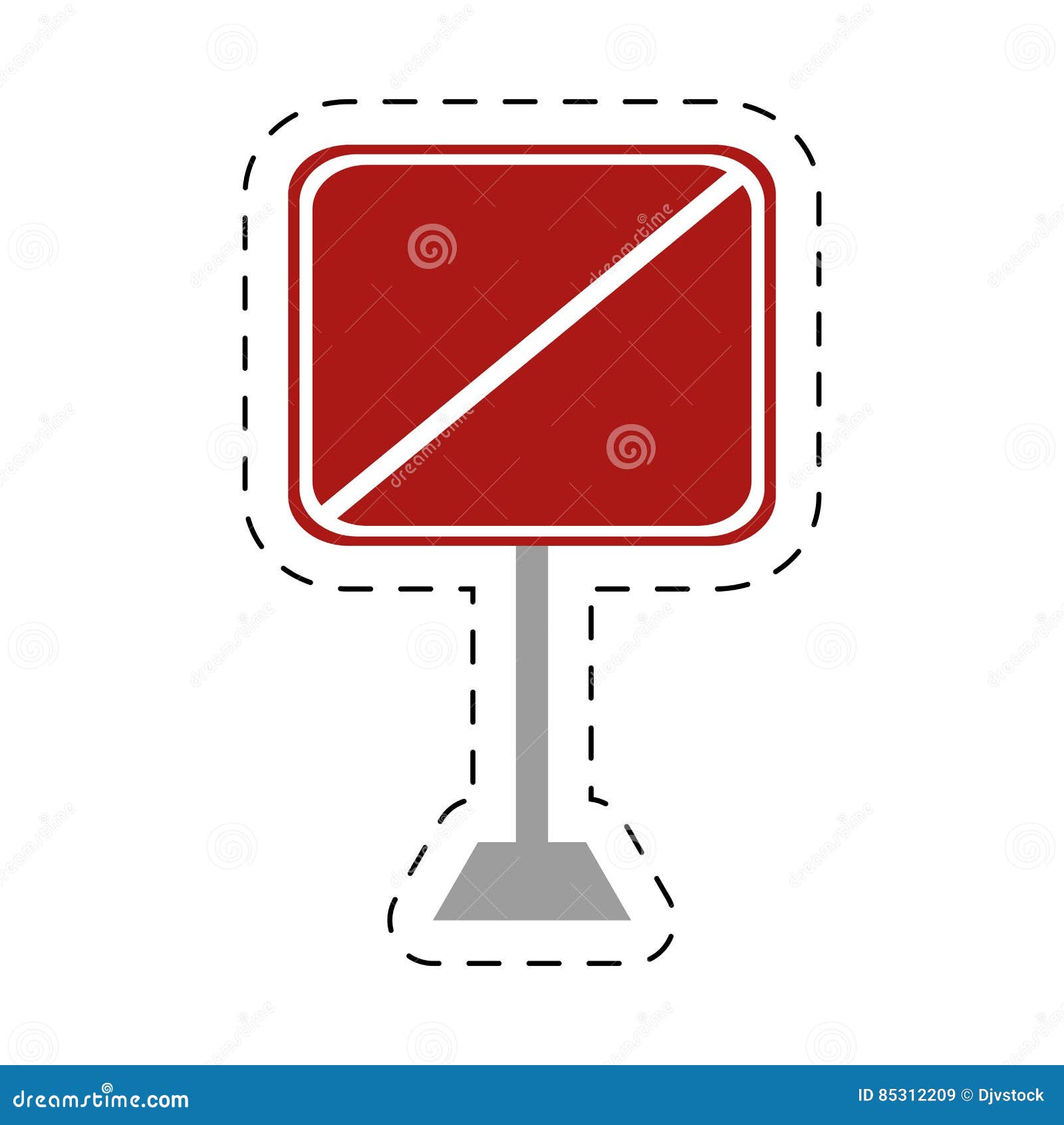 Traffic Prohibited Square Sign Pole Stock Illustration - Illustration ...