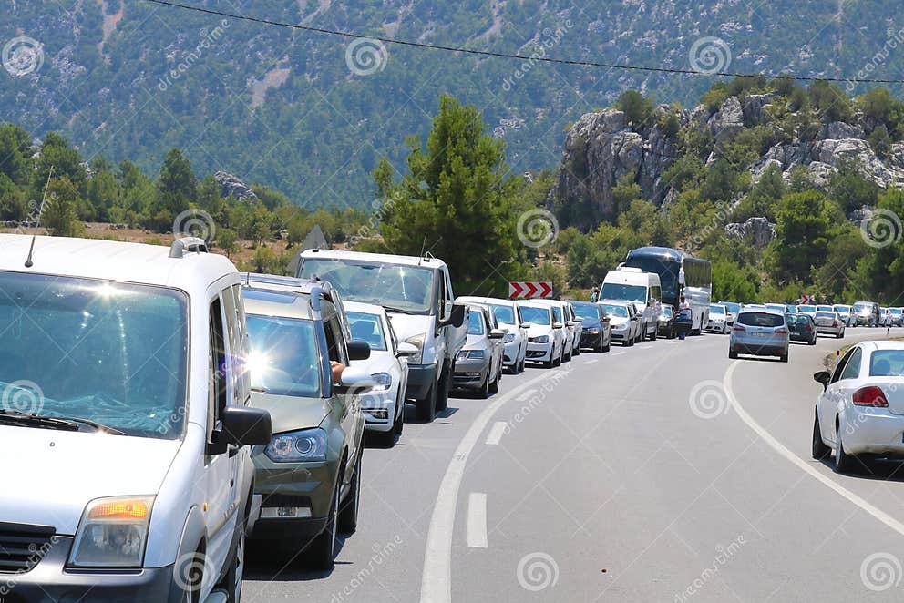 Traffic Queue. Cars in a Queue in Traffic Jam Editorial Photo - Image ...